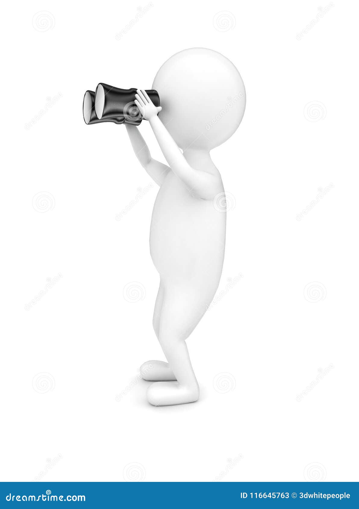 3d Man Looking through Binocular Concept Stock Illustration ...