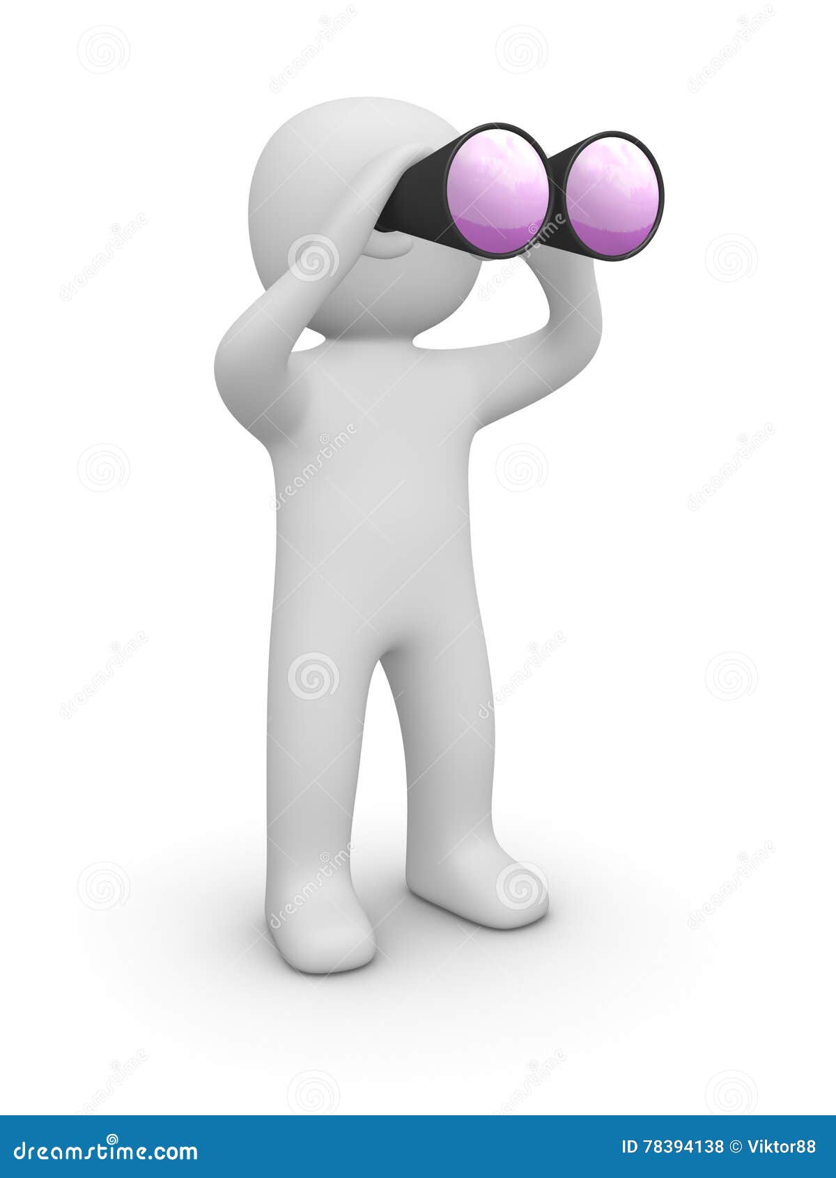 3d Man Looking through Binocular. Stock Illustration - Illustration of ...