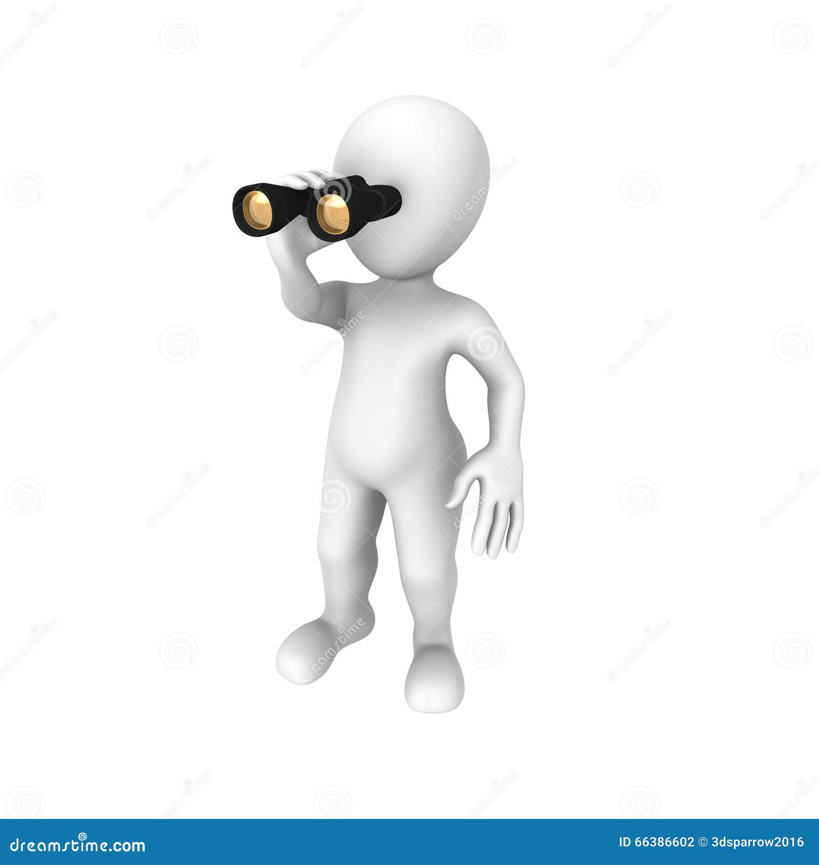 3d man with binoculars stock illustration. Illustration of human - 66386602