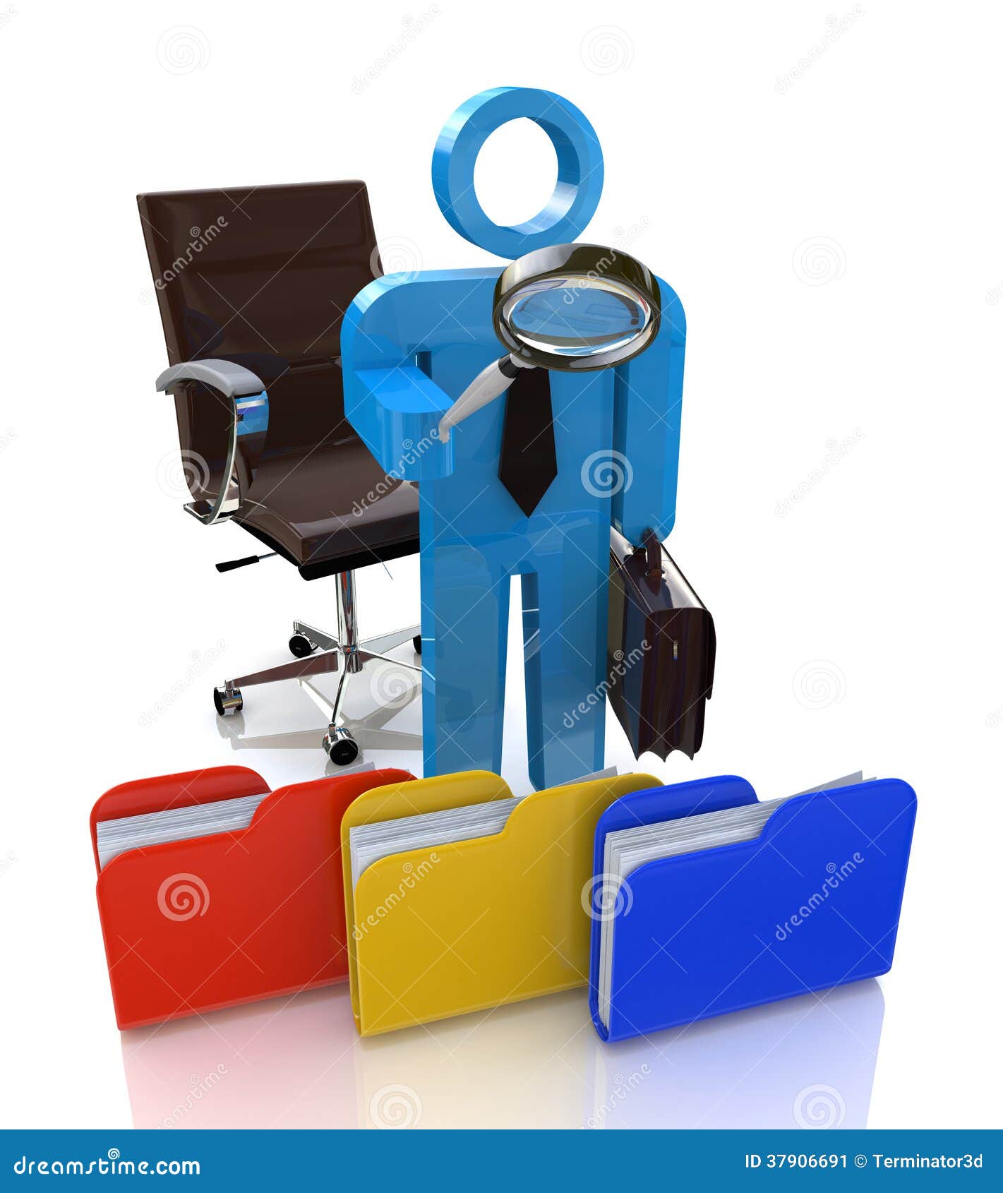 3d Man Looking for the Document To a File Folder Stock Illustration ...