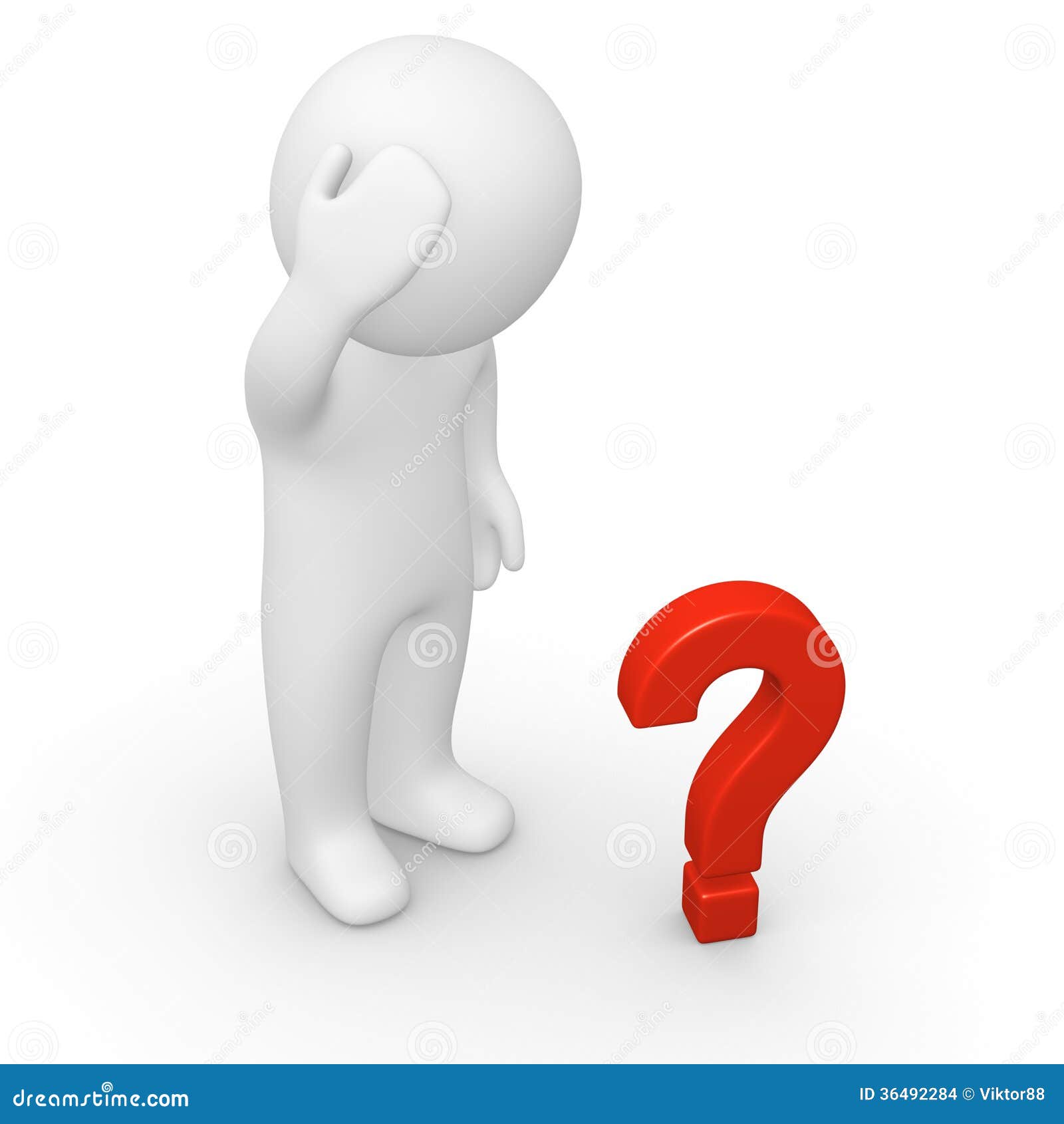 3d Man Looking at Interrogation Mark Stock Illustration - Illustration ...