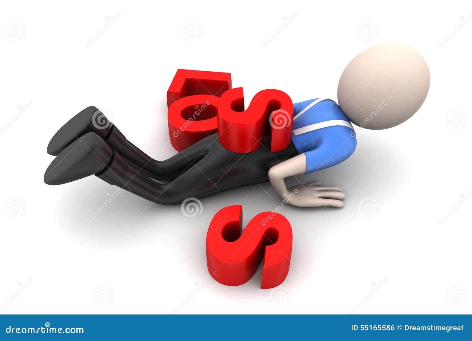 3d man with loss stock illustration. Illustration of render - 55165586
