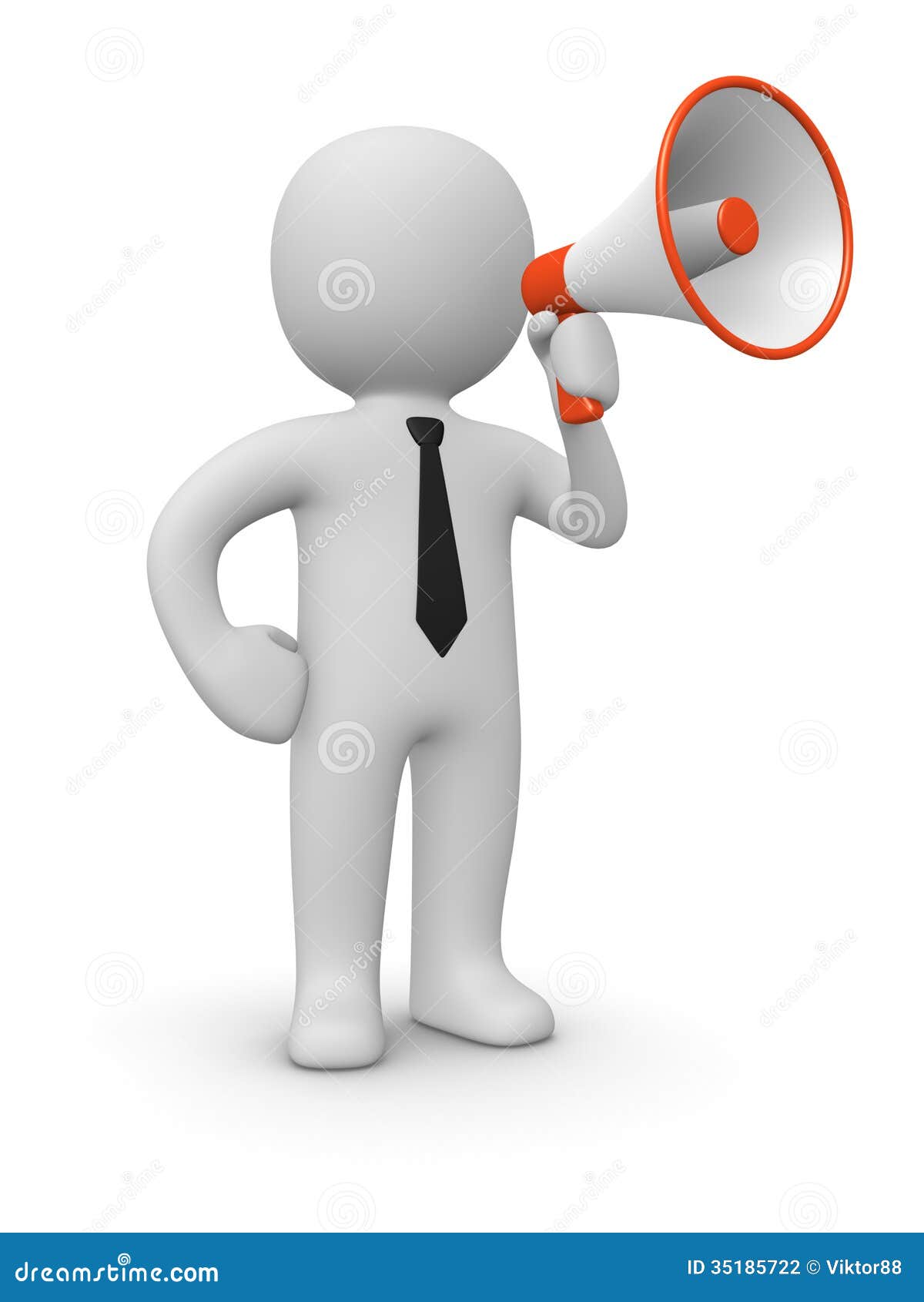 3d man with loudspeaker stock illustration. Illustration of campaign ...