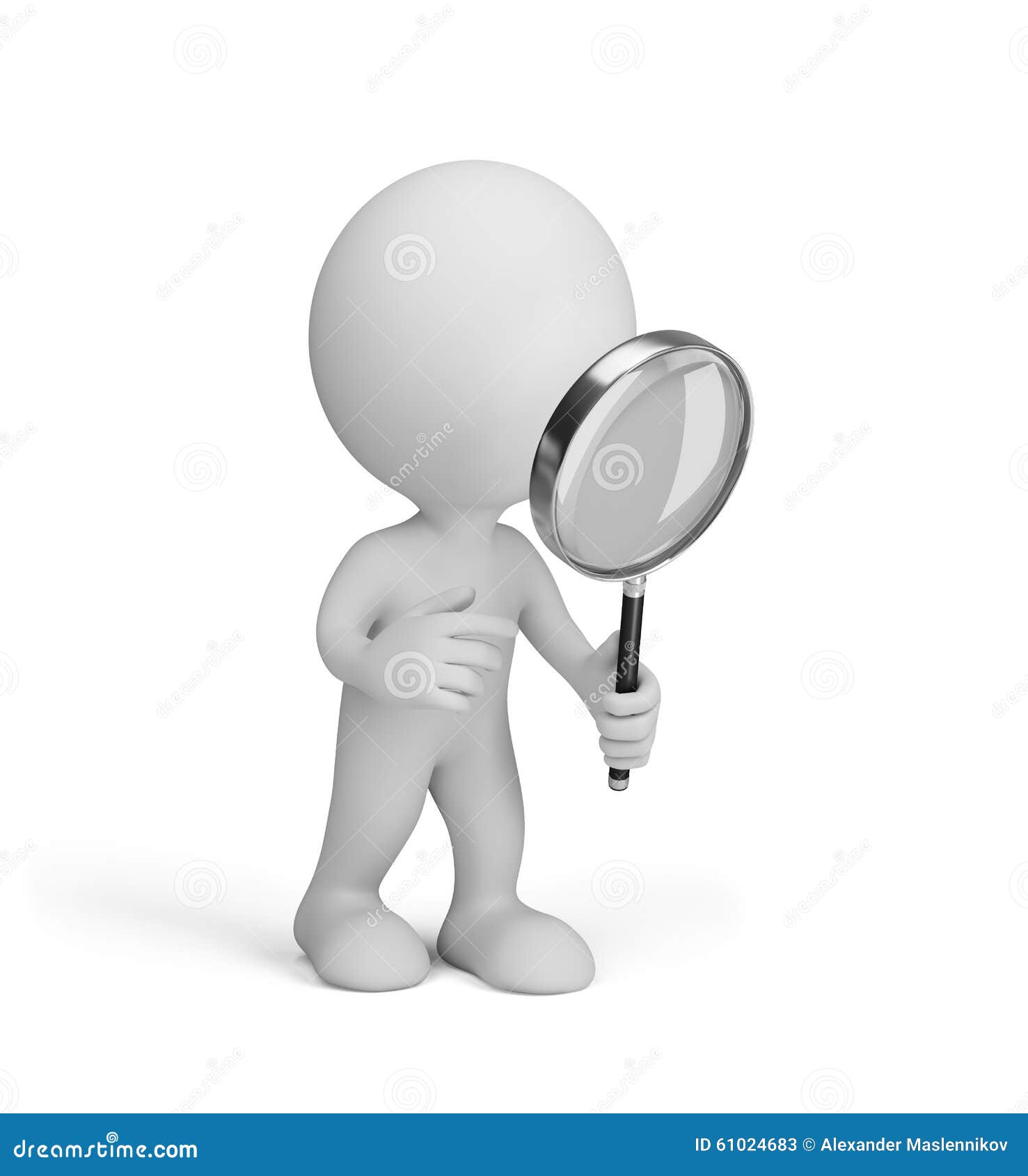 3d Man with Magnifying Glass Stock Illustration - Illustration of look ...