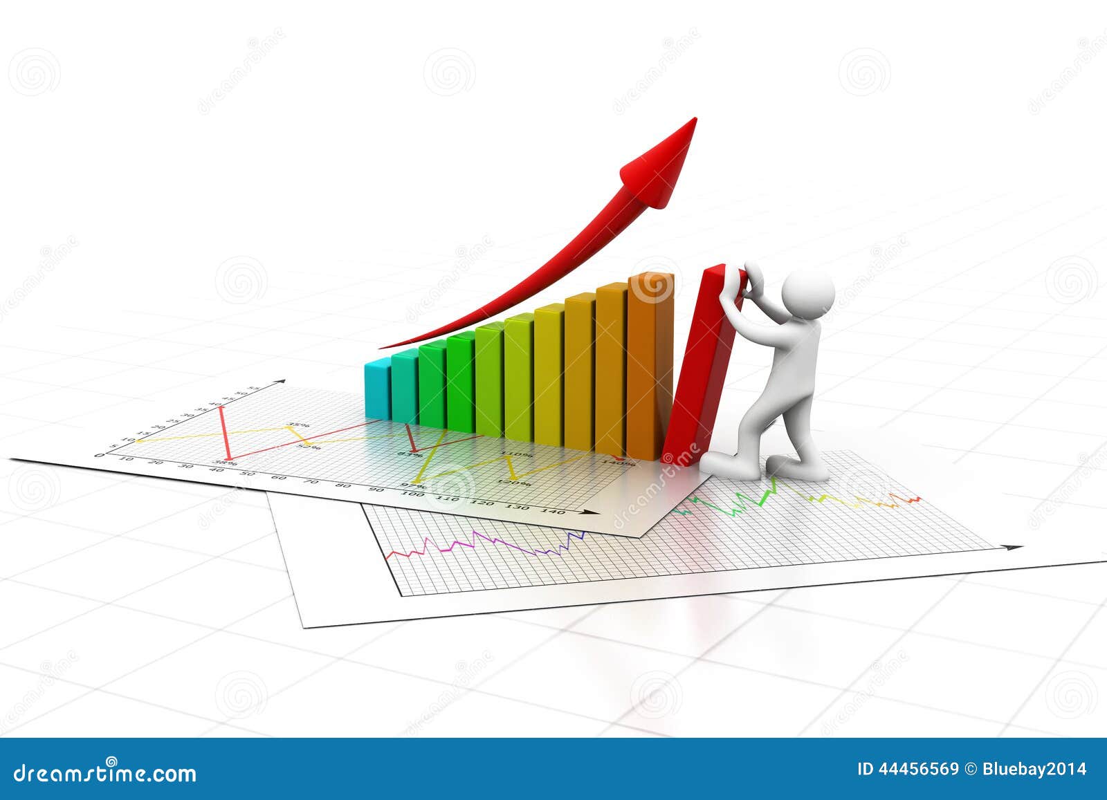 3d Man Making Business Graph Stock Illustration - Illustration of graph ...