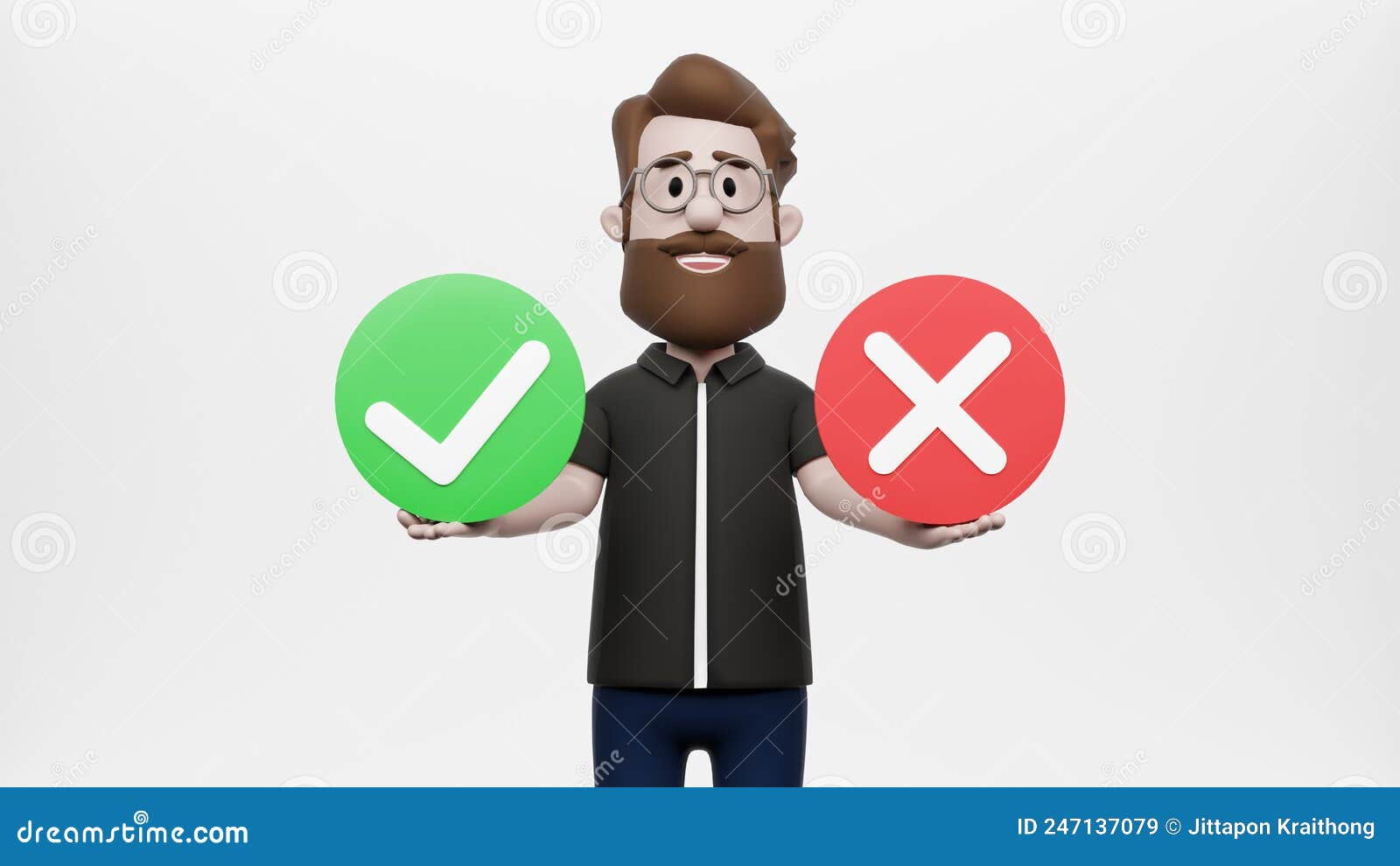 3D Man Making Choice Decision Stock Illustration - Illustration of ...