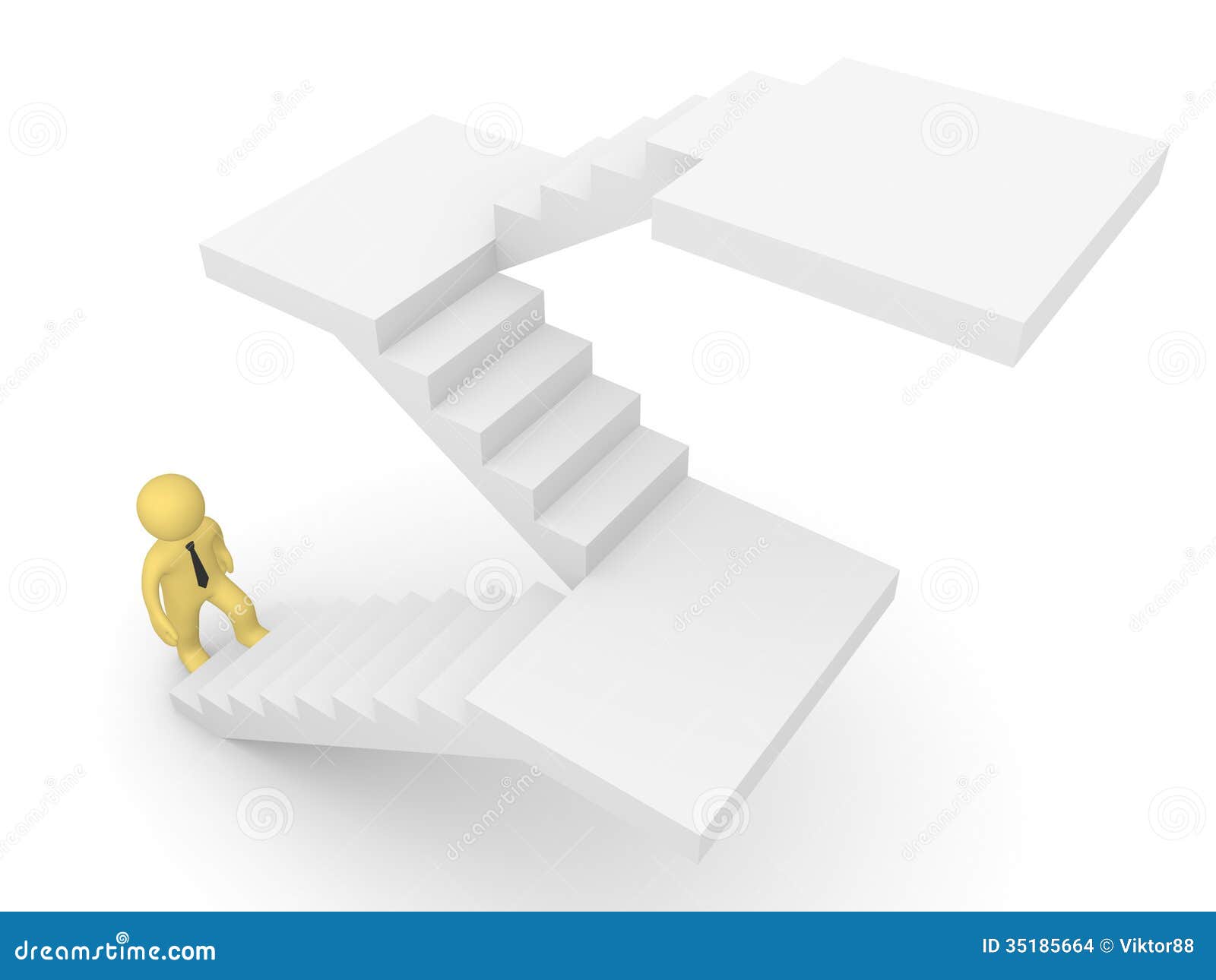 3d Man Making First Step on the Staircase Stock Illustration ...