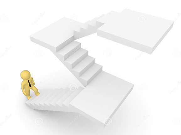 3d Man Making First Step on the Staircase Stock Illustration ...