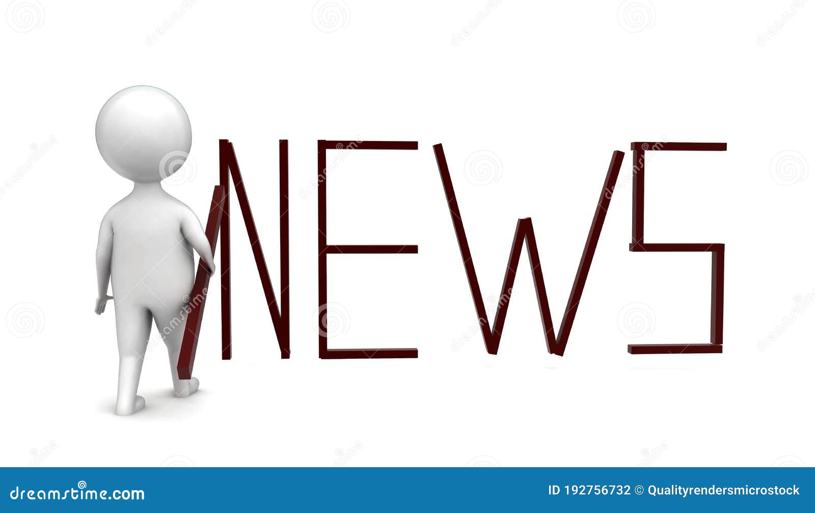 3d Man Making News Text Using Wooden Sticks Concept Stock Illustration ...