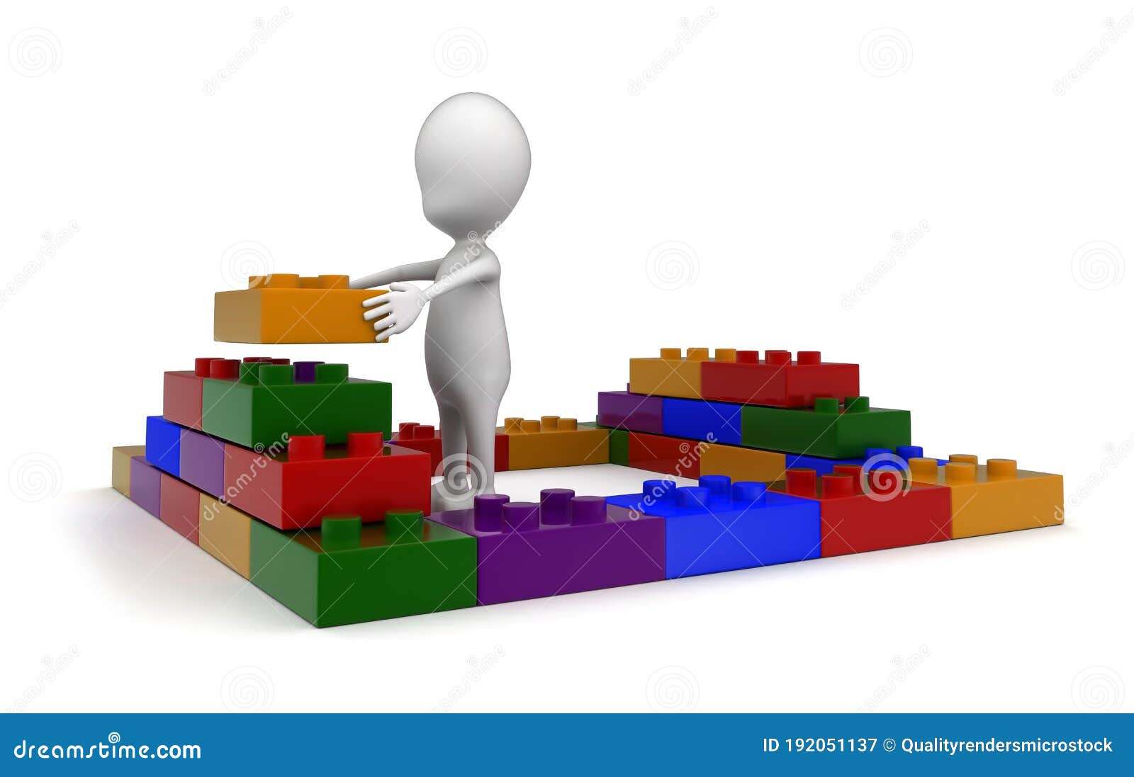 3d Man Making Puzzle Pieces Concept Stock Illustration - Illustration ...