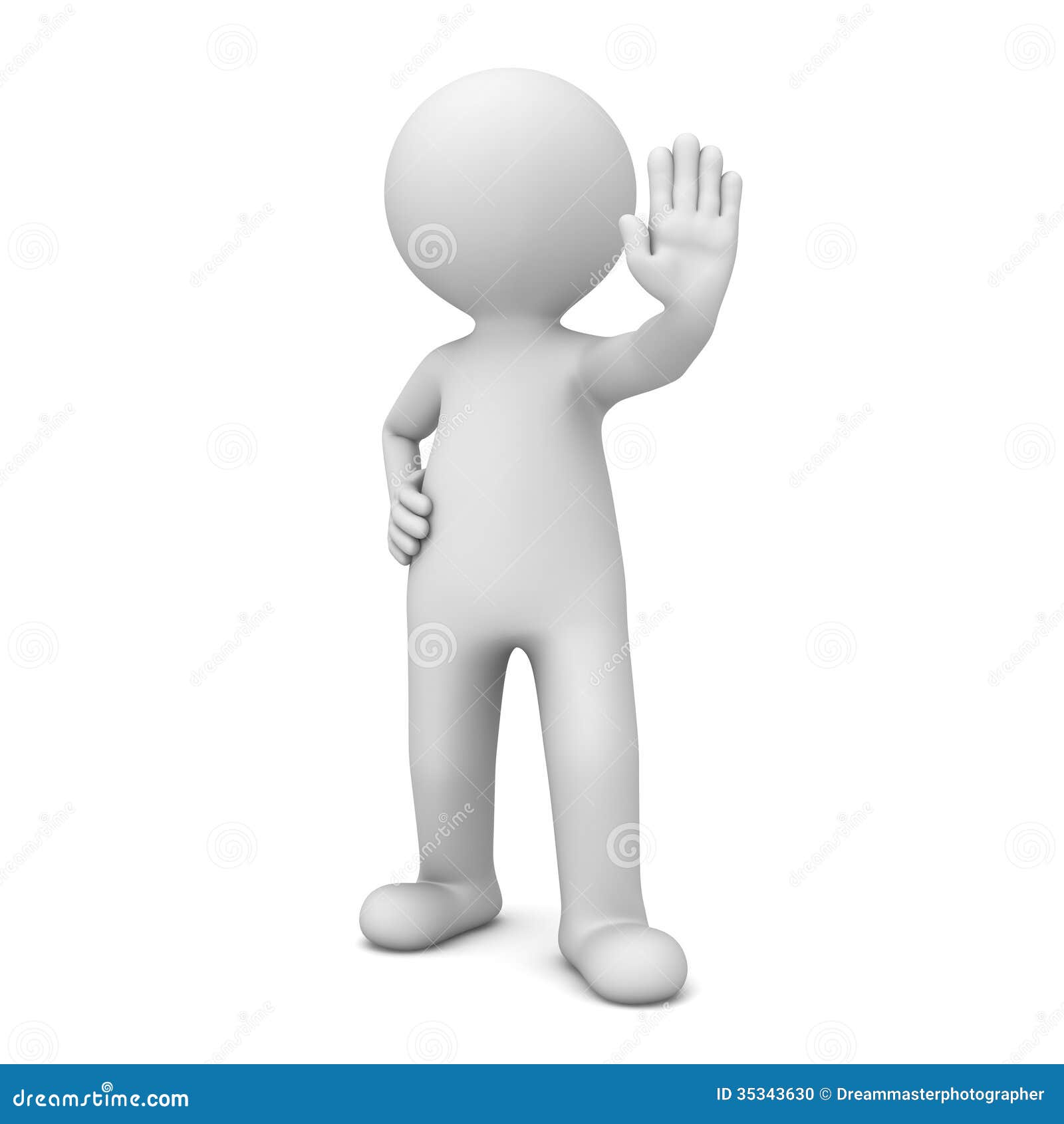 3d Man Making Stop Hand Sign on White Stock Illustration - Illustration ...