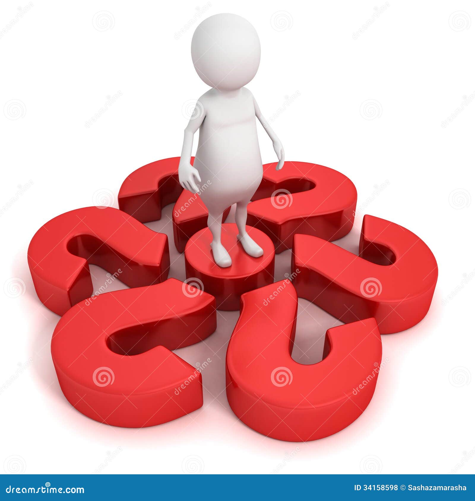 3d Man With Many Big Red Question Marks Picture. Image: 34158598