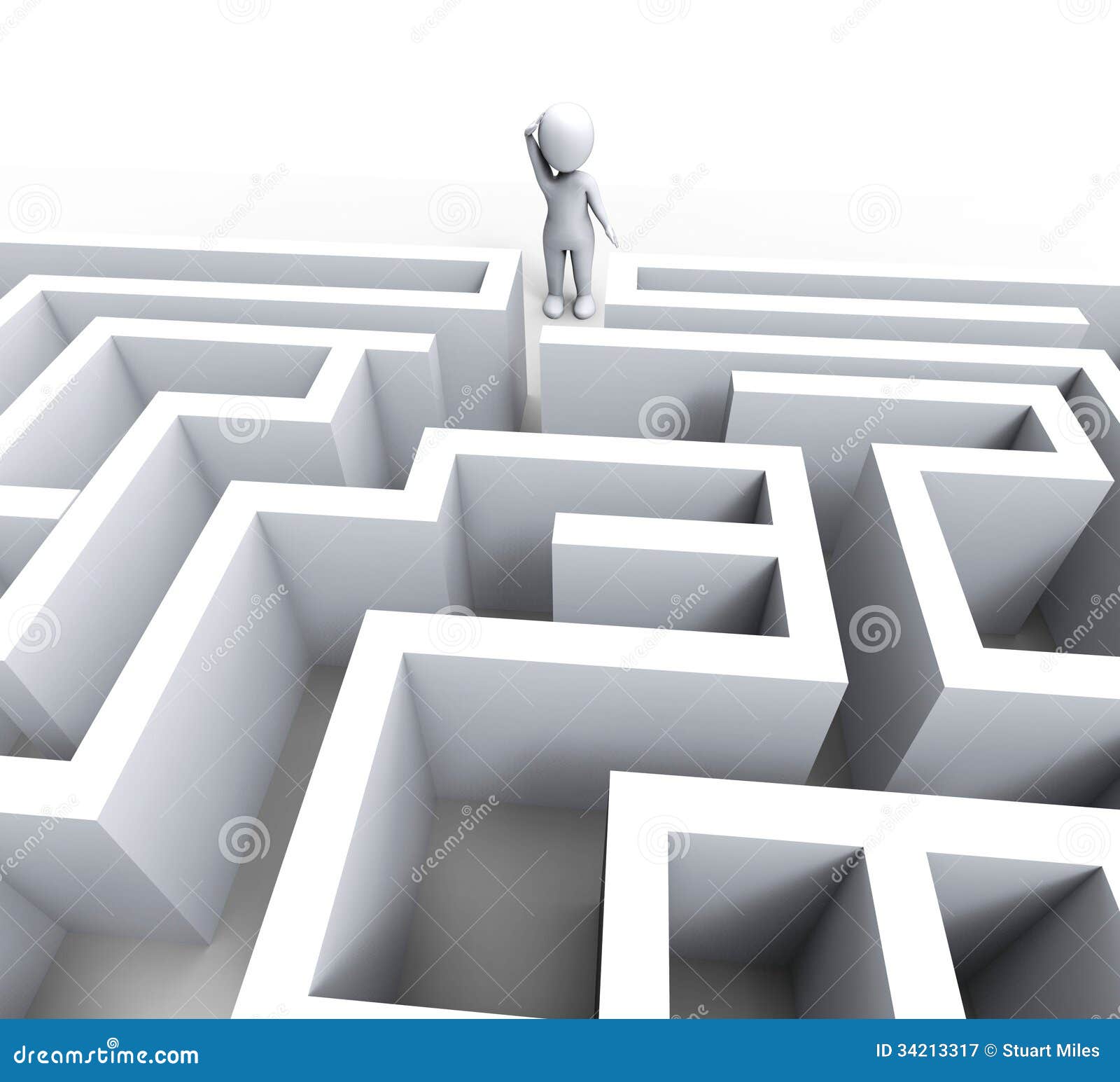 Confused By A Maze And Bewildered On Solution - 3d Illustration ...