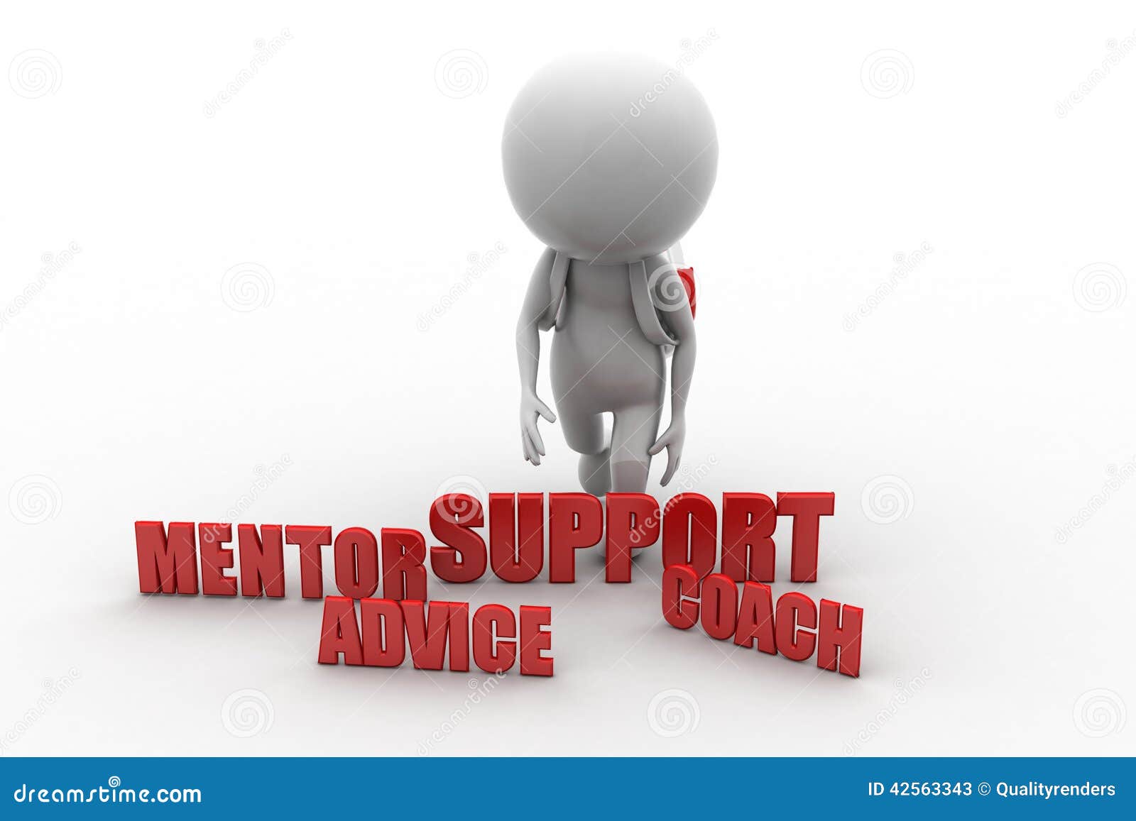 3d Man Mentor Support Advice Coach Stock Illustration - Illustration of ...