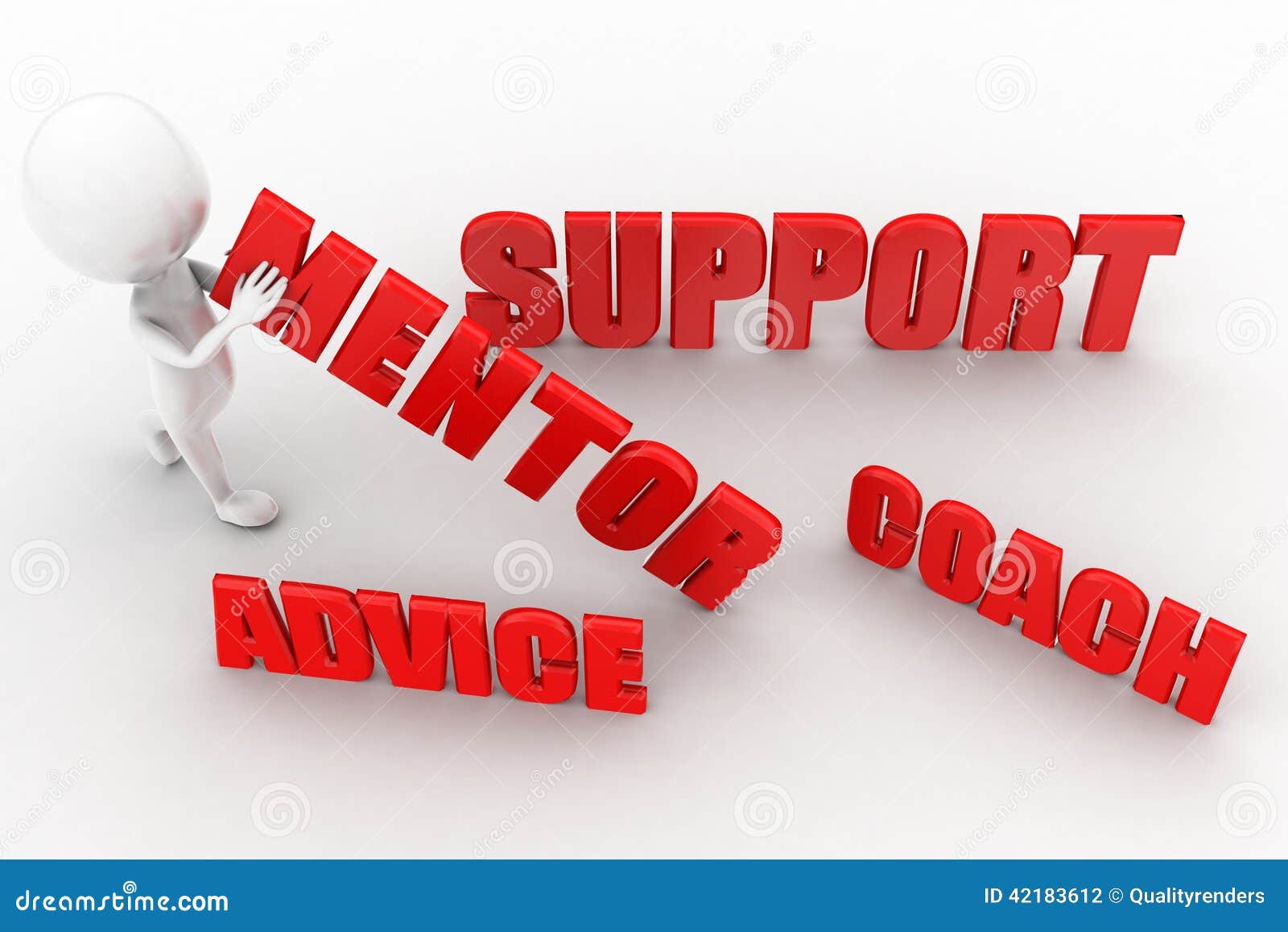 3d Man Mentor Support Coach Advice Stock Illustration - Illustration of ...