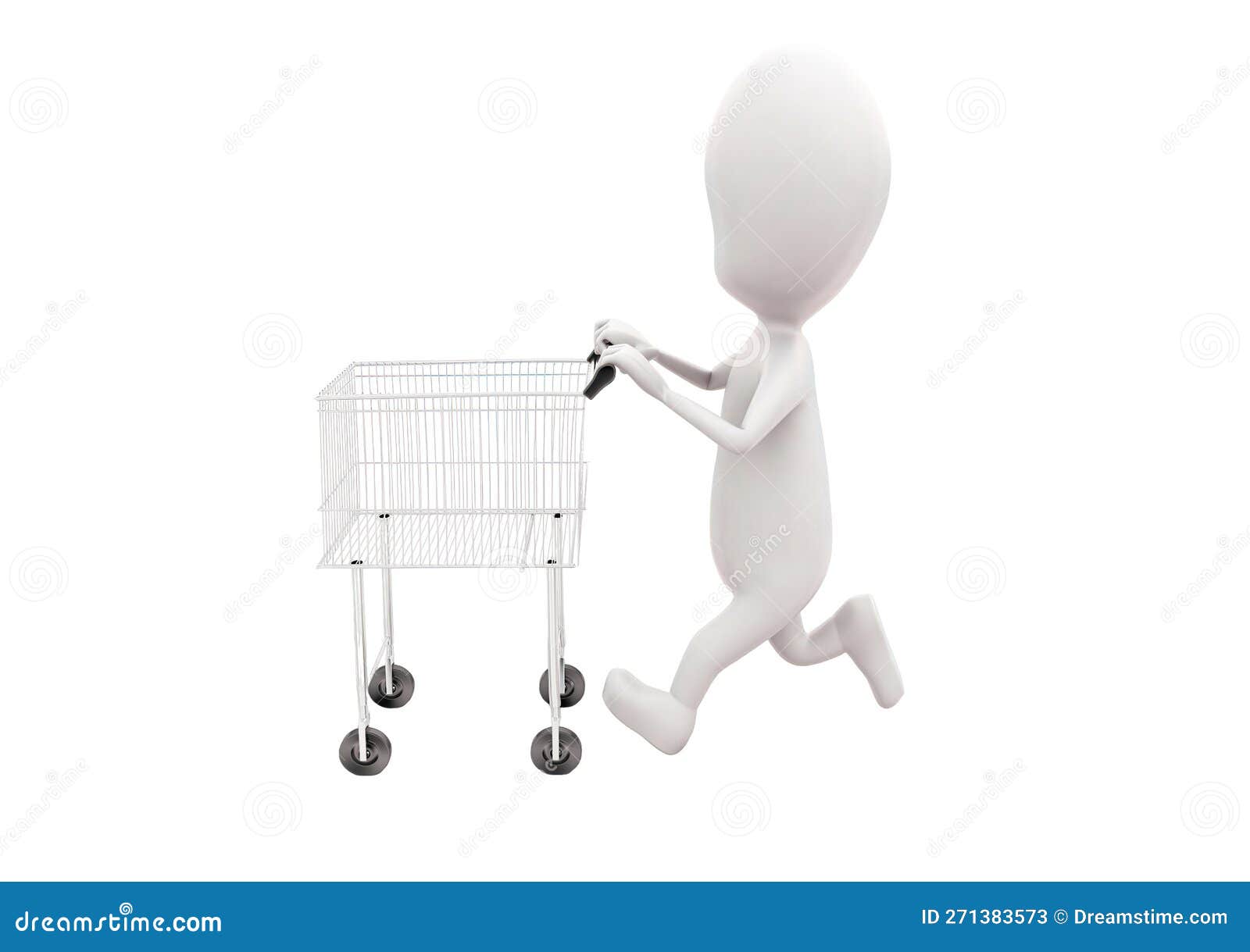3d Man Moving Trolley Concept Stock Illustration - Illustration of ...