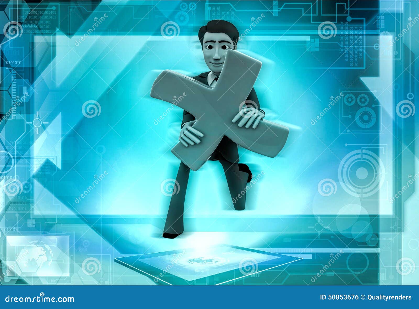 Royalty Free Stock Image: 3d man with a multiplication sign ...