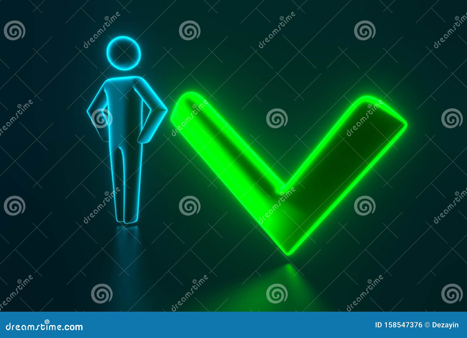 The 3d Man Next To the Check Mark. 3d Rendering Stock Illustration ...