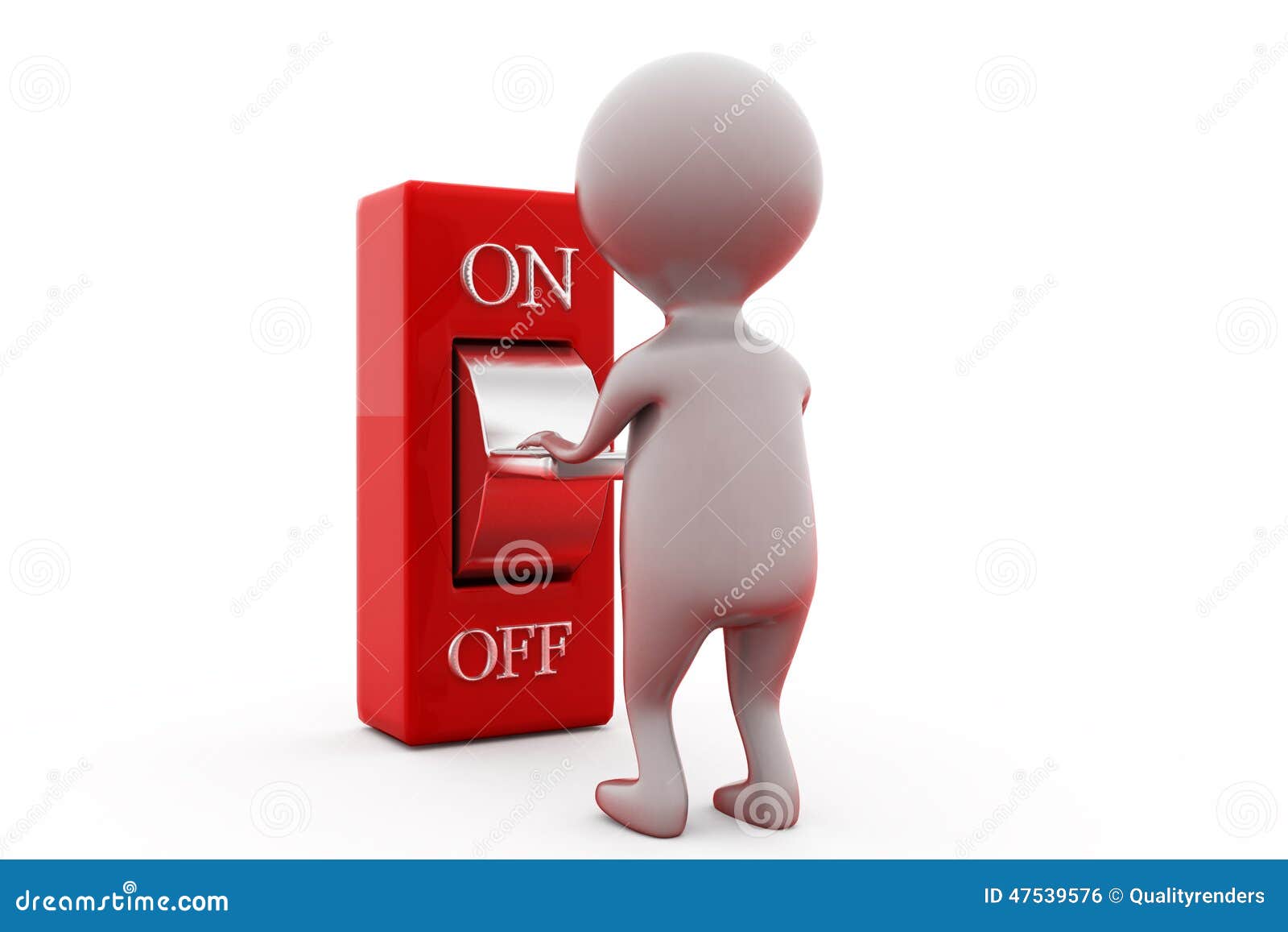 3d Man on Off Switch Concept Stock Illustration - Illustration of ...
