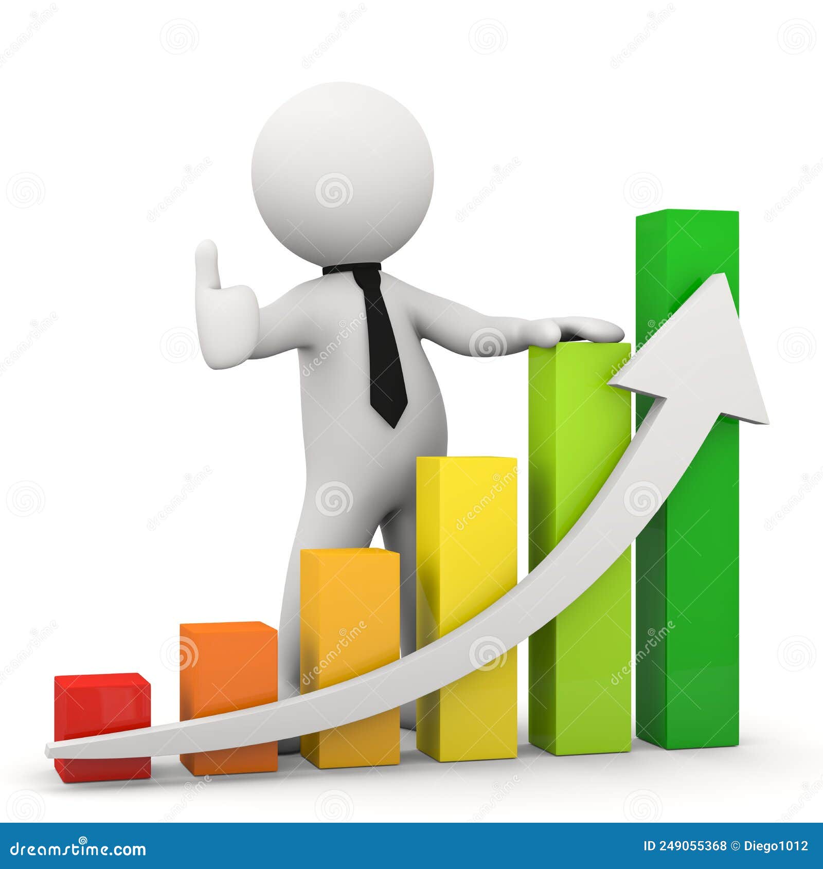 3d Man OK with Colorful Growth Graph Stock Illustration - Illustration ...