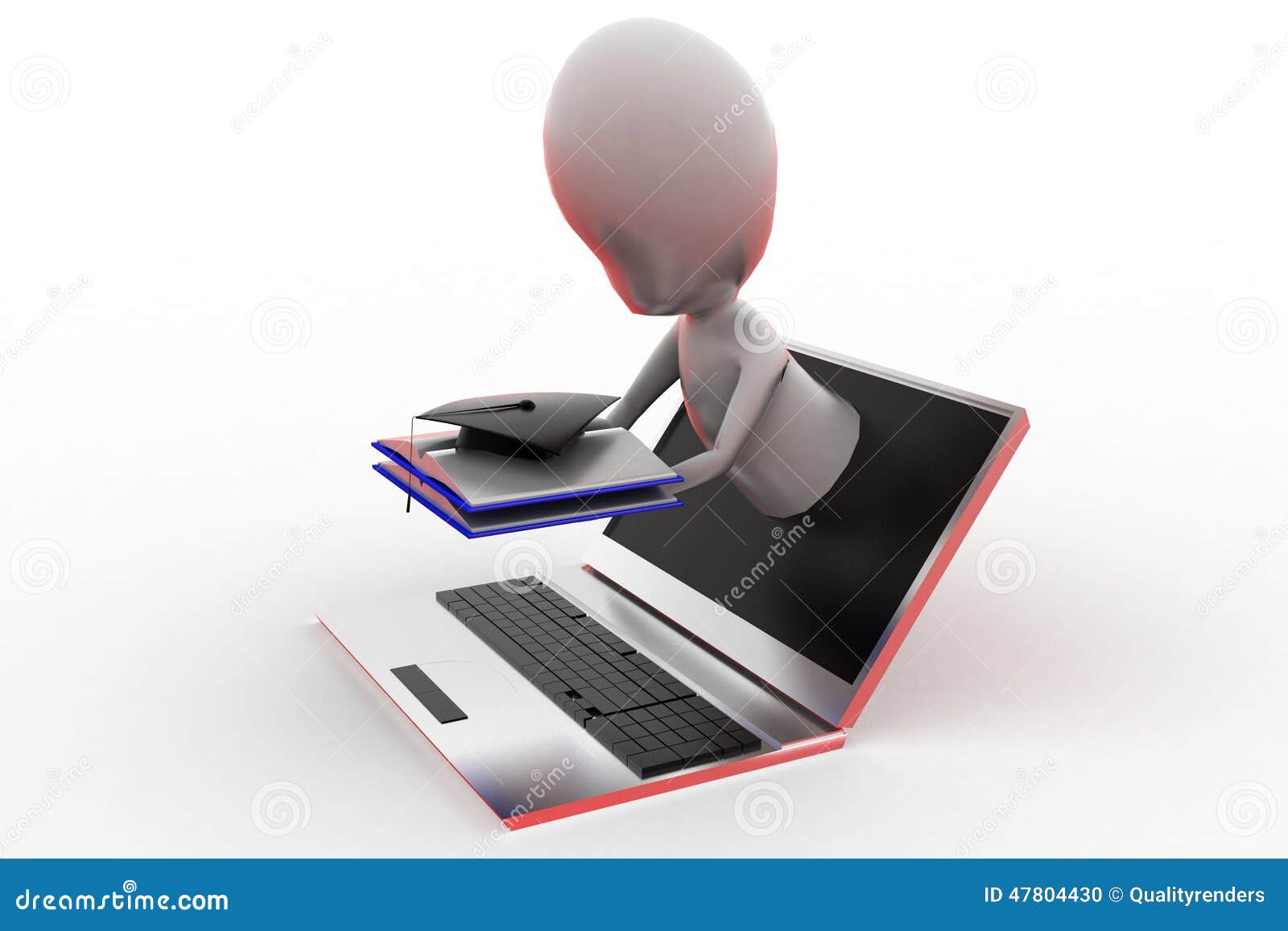 3d Man Online Degree Concept Stock Illustration - Illustration of three ...