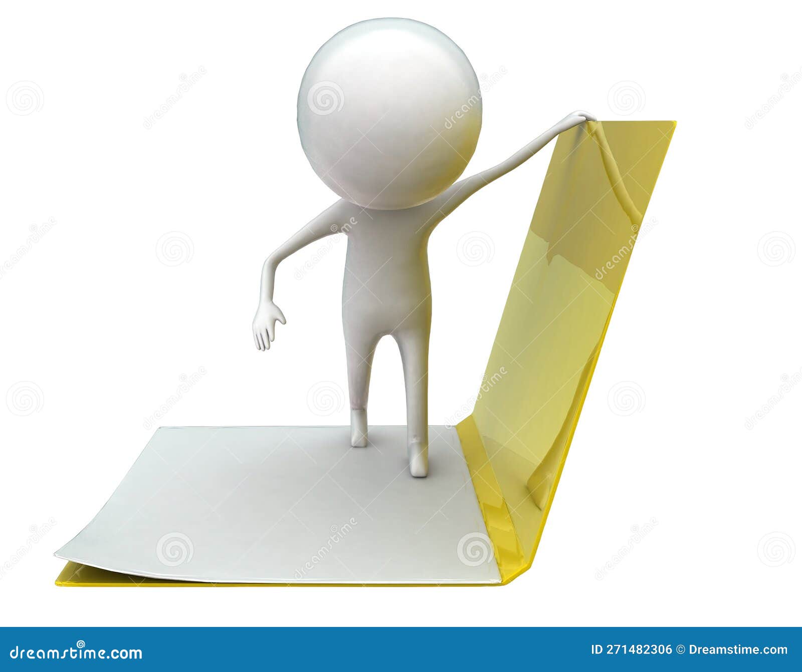 3d Man Opening and Reading a Large Book Concept Stock Illustration ...