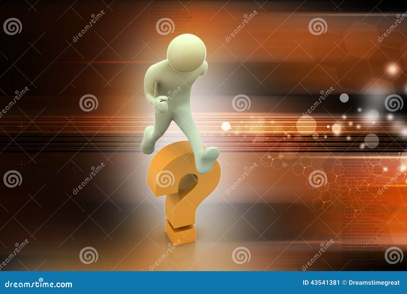 3d Man Overcome the Problem Stock Illustration - Illustration of common ...