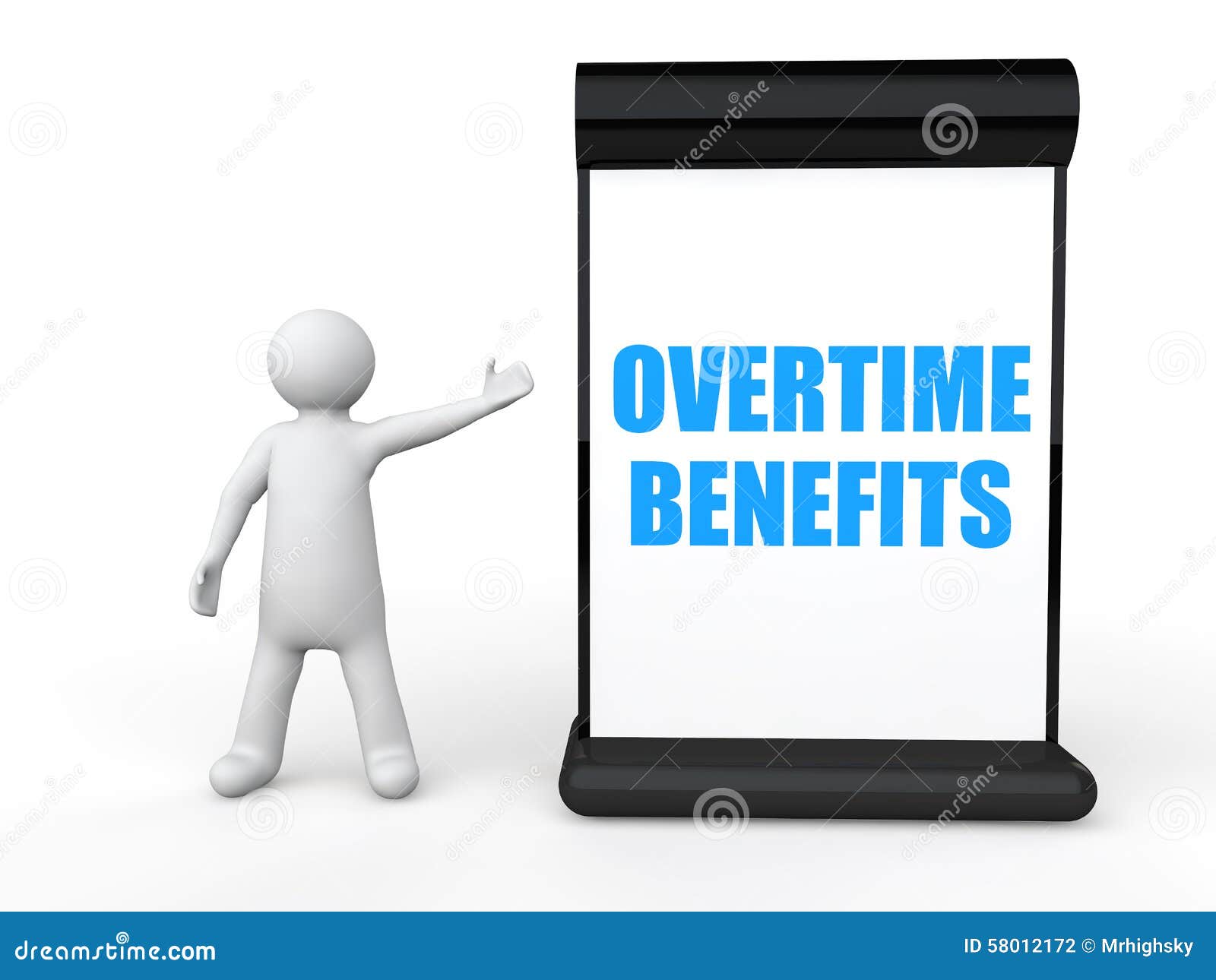 3d Man with Overtime Benefits Billboard Stock Illustration ...