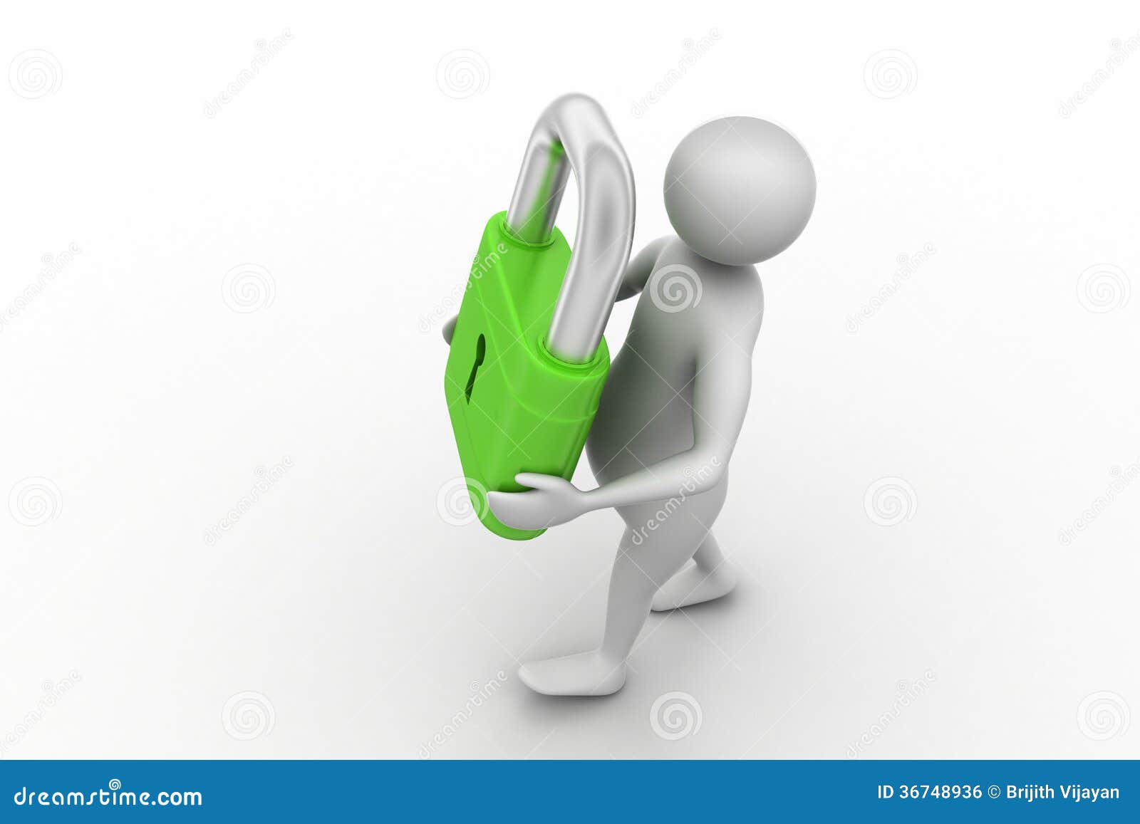 3d man with padlock stock illustration. Illustration of isolated - 36748936
