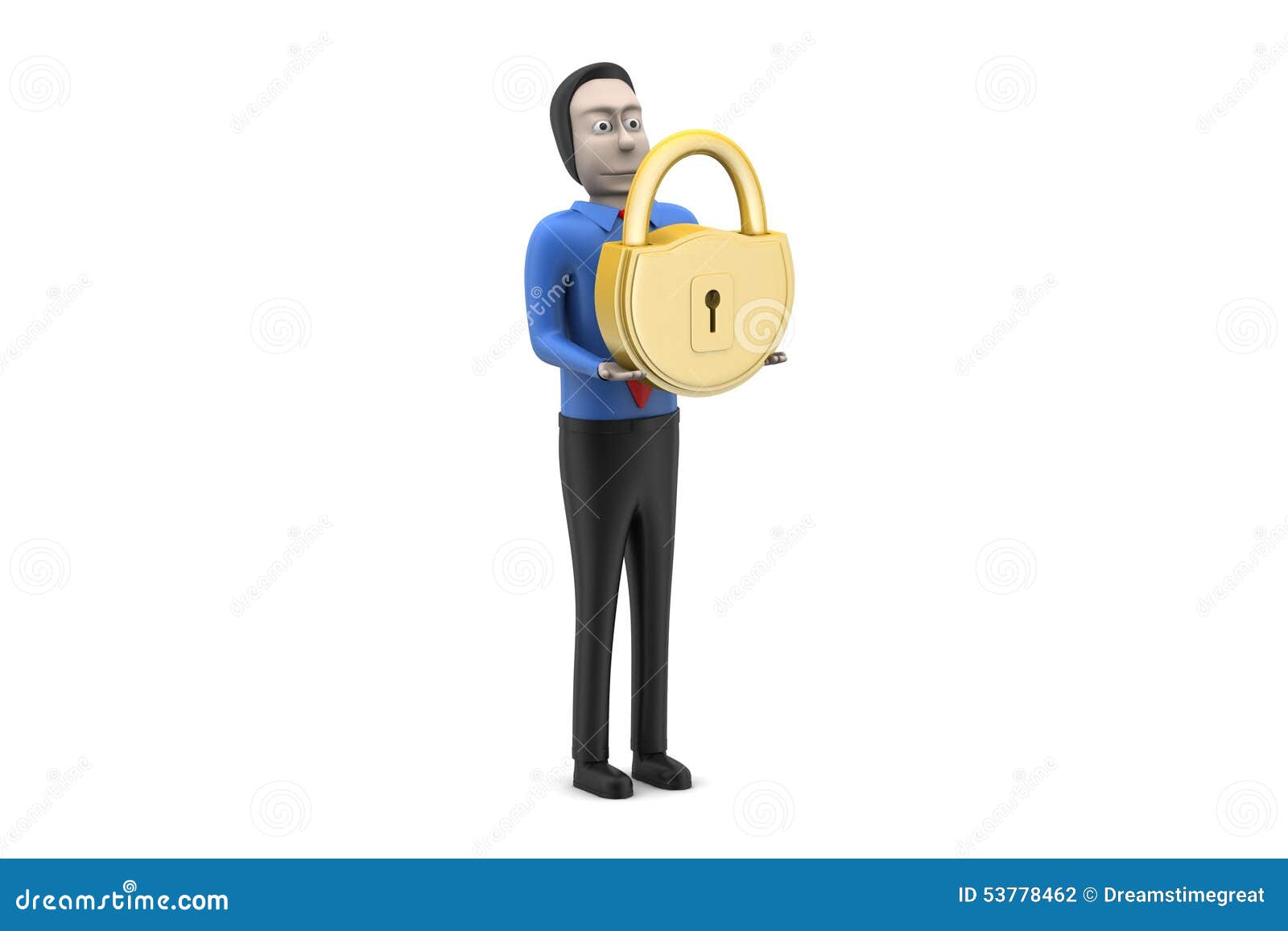 3d man with padlock stock illustration. Illustration of background ...