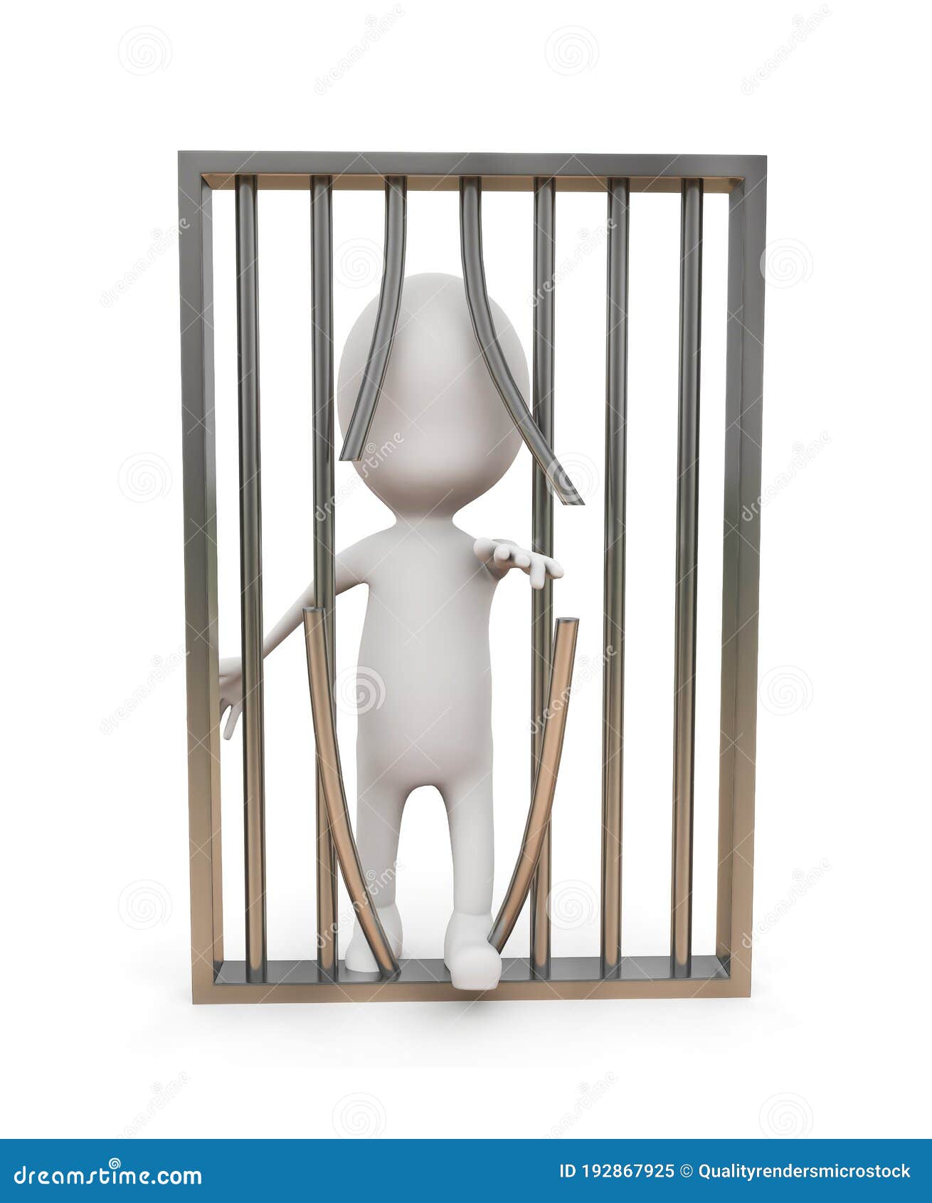 3d Man Passing through Narrow Broken Gate Concept Stock Illustration ...