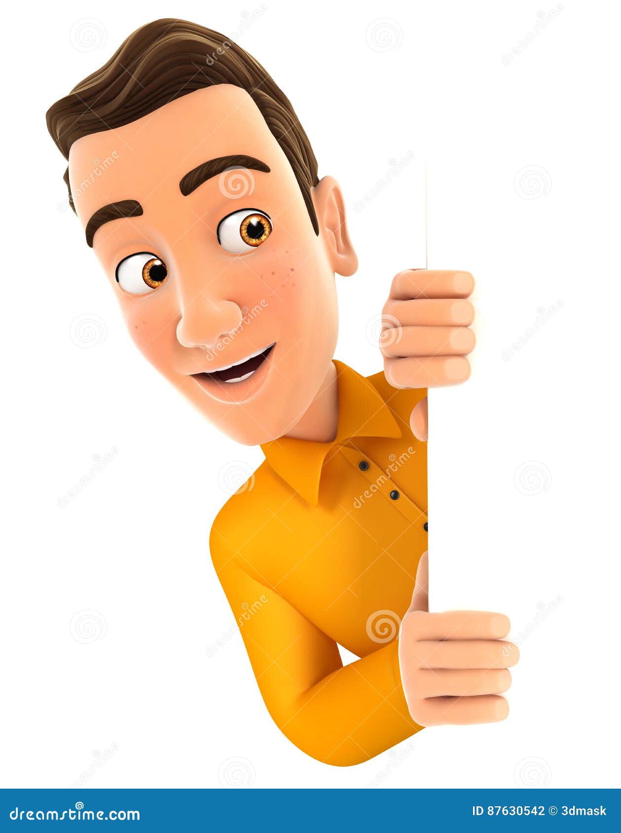 3d Man Peeping Over Blank Wall Royalty-Free Cartoon | CartoonDealer.com ...