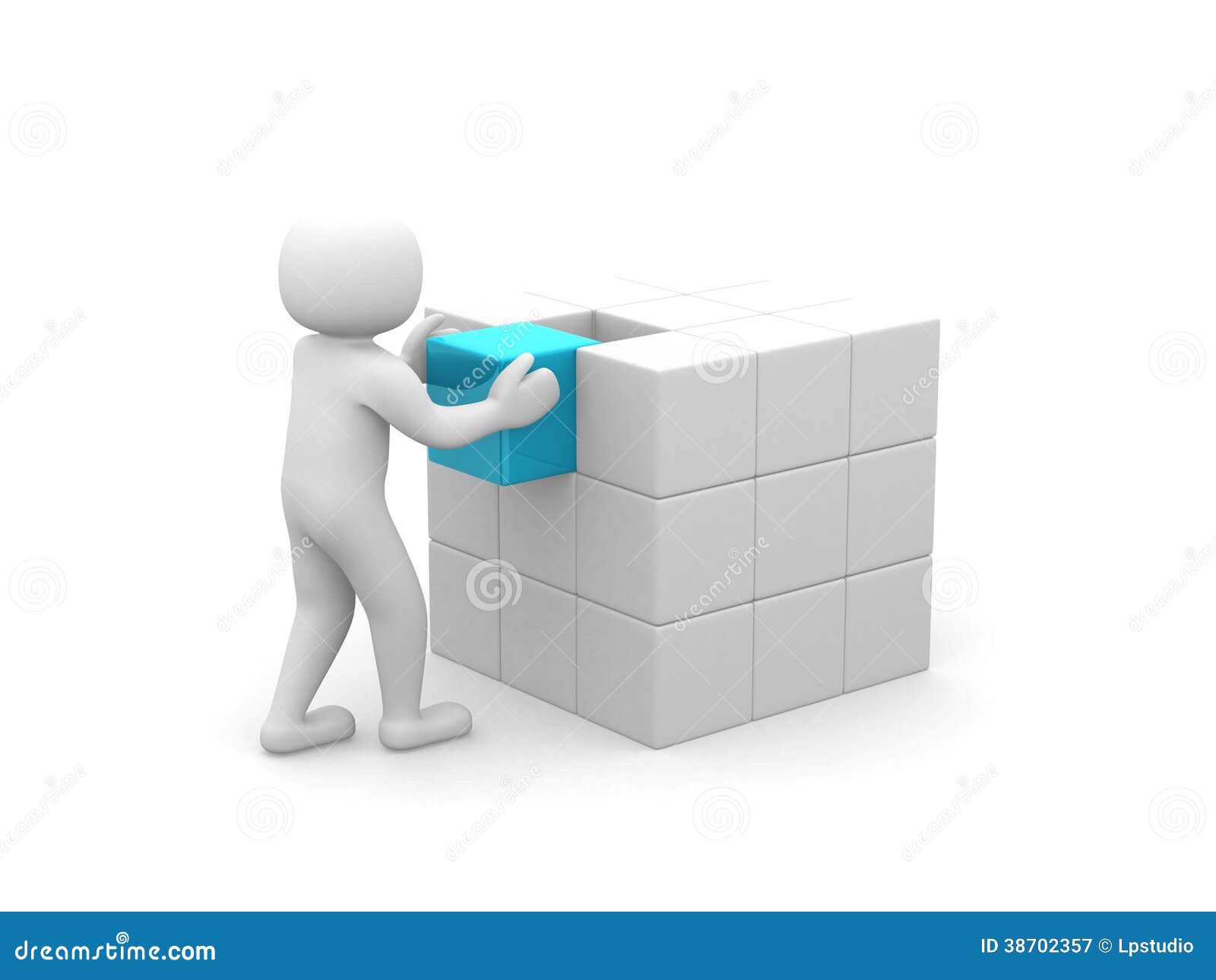 3d man - people with cubes stock illustration. Illustration of building ...
