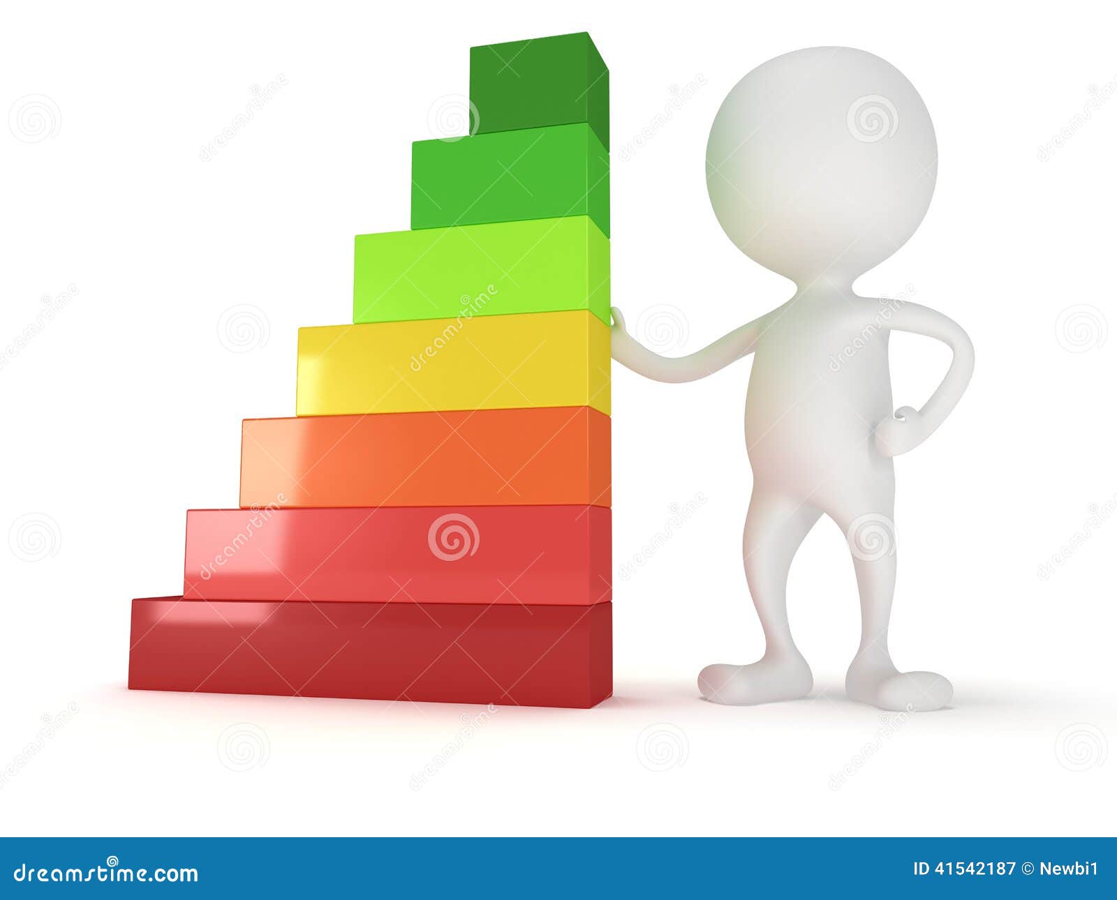 3D Man Person and Energy Efficiency Chart Stock Illustration ...