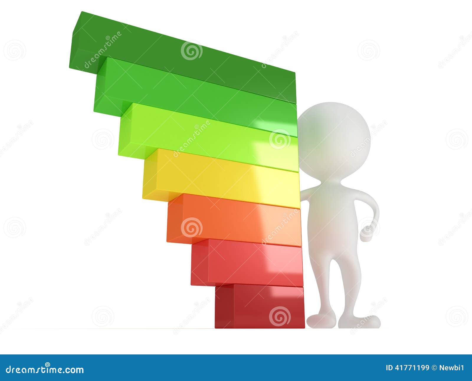 3D Man Person and Energy Efficiency Chart Stock Illustration ...