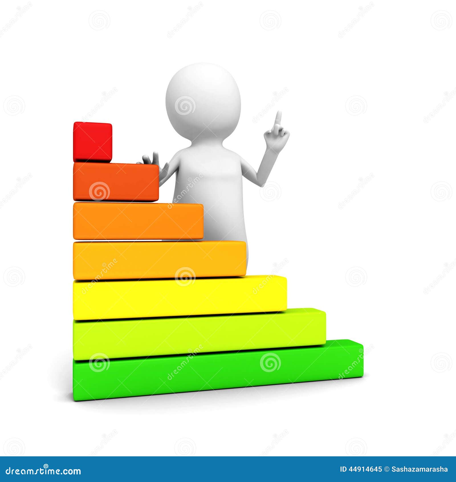 3d Man Person and Energy Efficiency Colorful Chart Stock Illustration ...