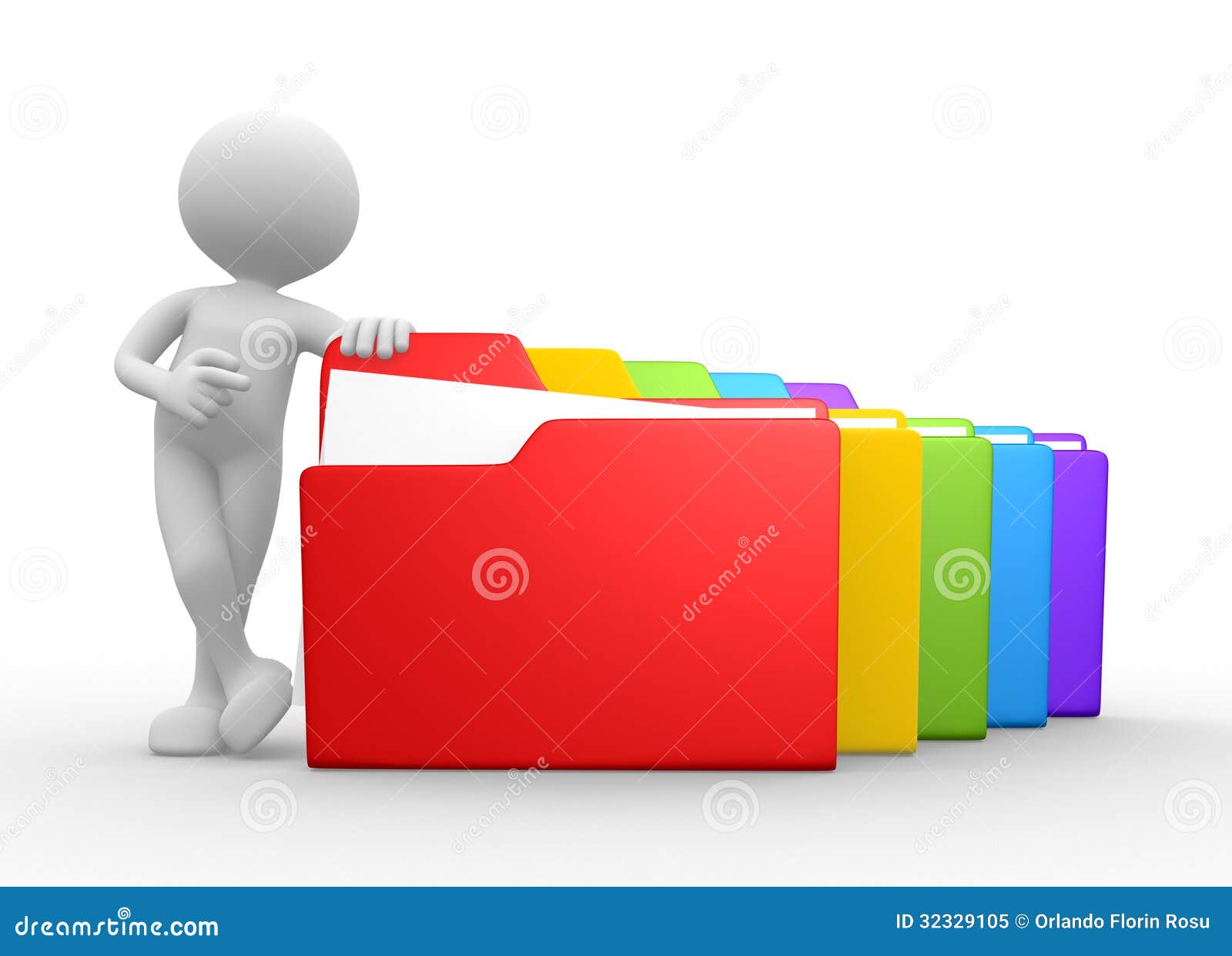 3d Man, Person with a Folders Stock Illustration - Illustration of ...