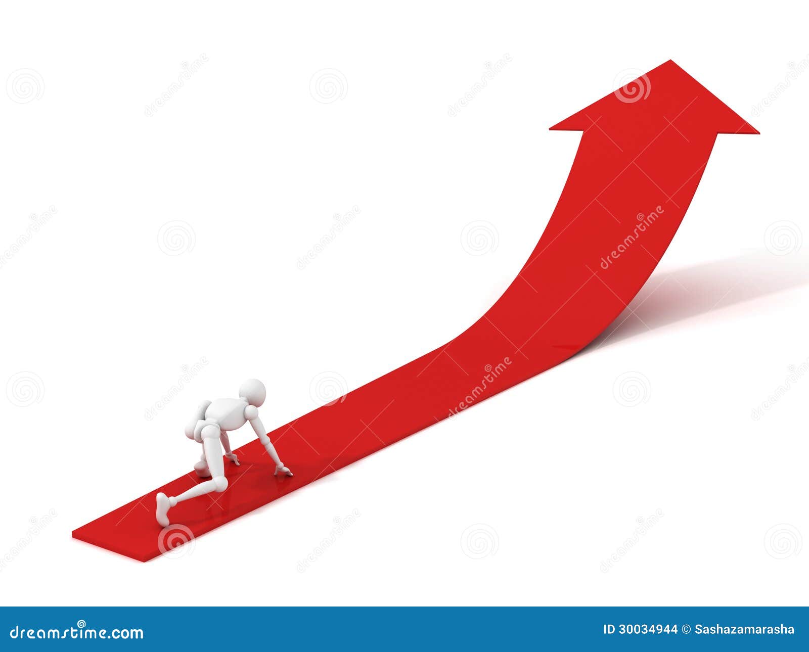 3d Man Person Start Up on Red Rising Arrow Stock Illustration ...
