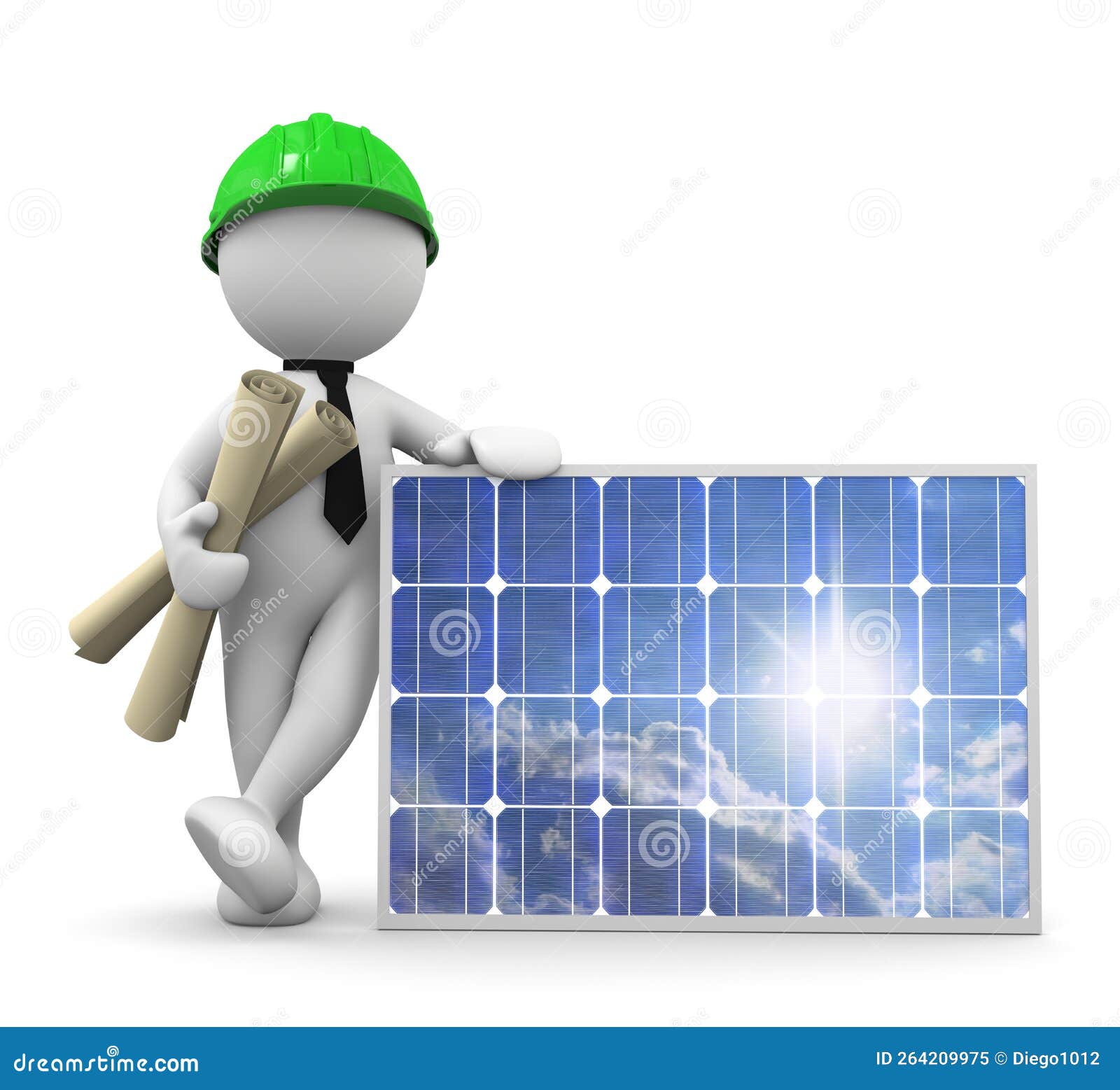 3d Man Photovoltaic Project Industrial Stock Illustration ...