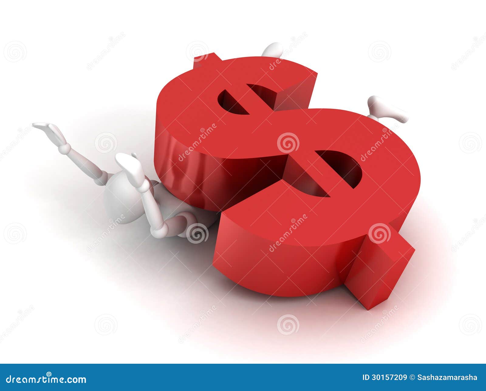 3d Man Pinned by Big Red Dollar Sign Stock Illustration - Illustration ...