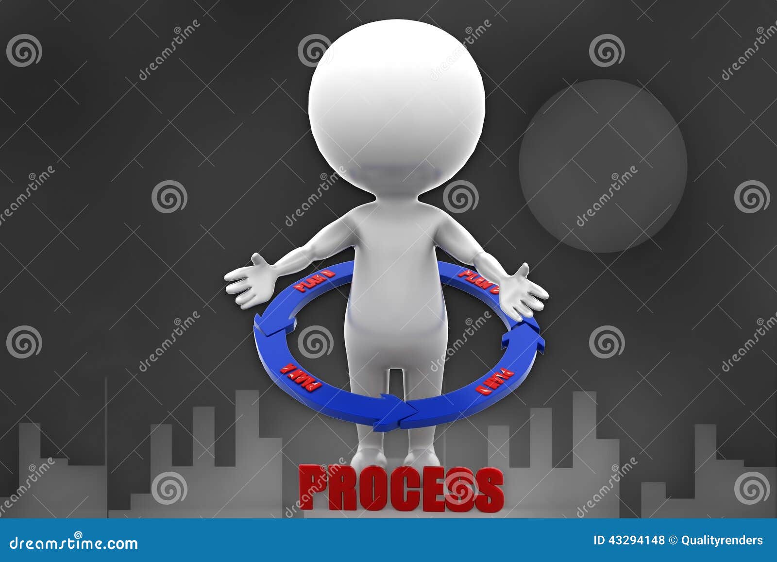 3d Man Plan Process Illustration Stock Illustration - Illustration of ...