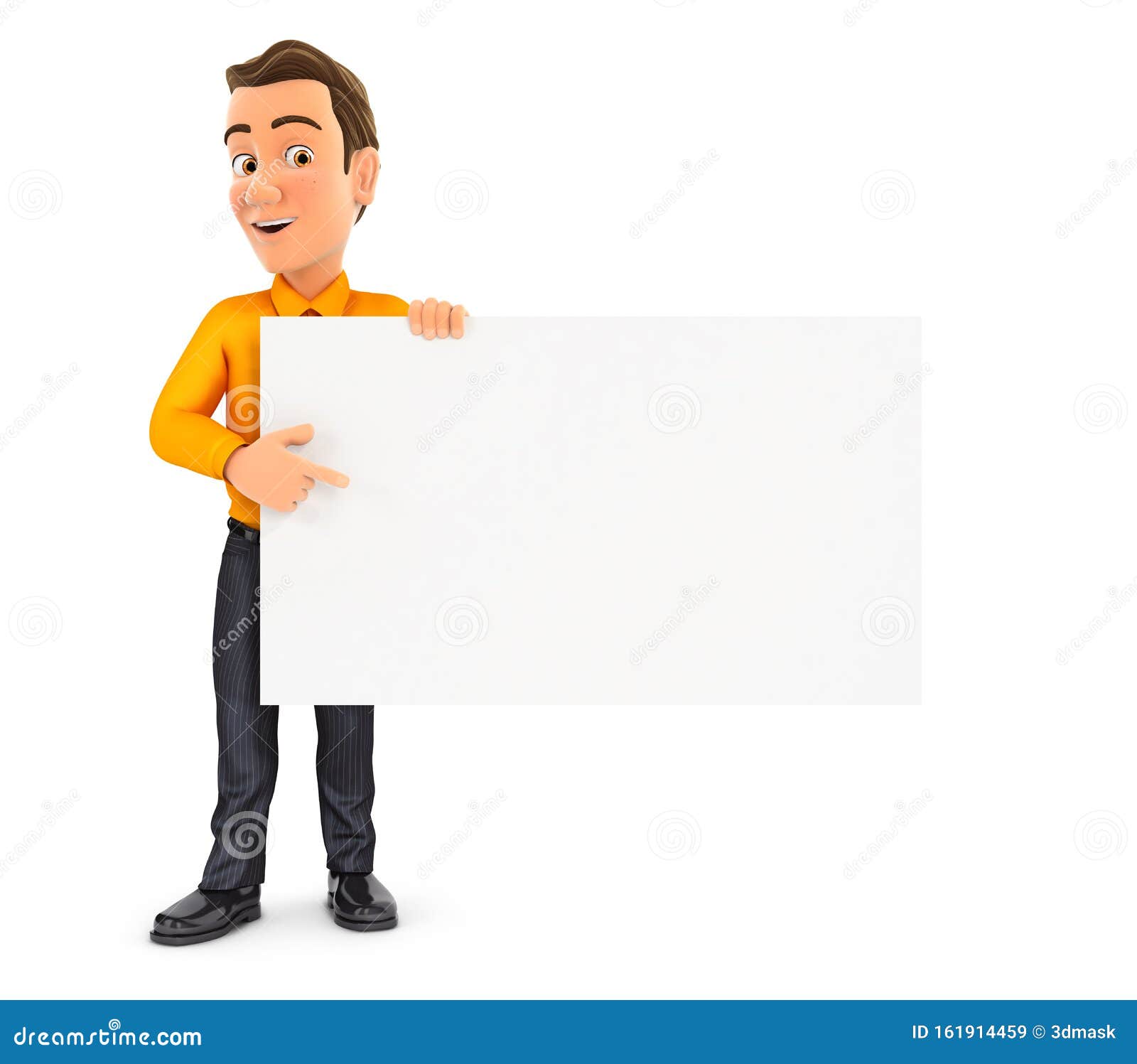 3d Man Pointing Empty Board Stock Illustration - Illustration of board ...