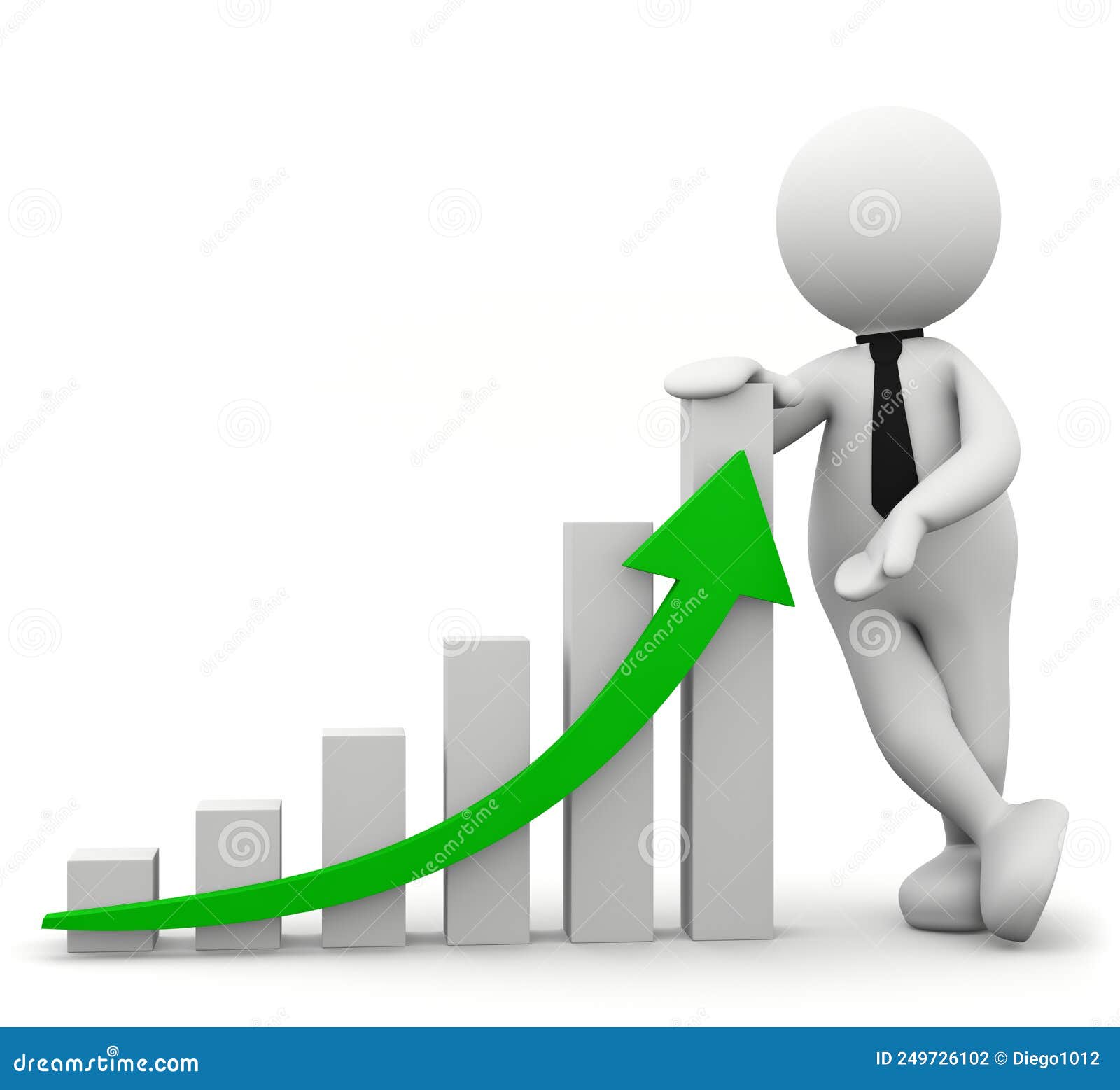 3d Man Pointing Graph Symbol Stock Illustration - Illustration of ...