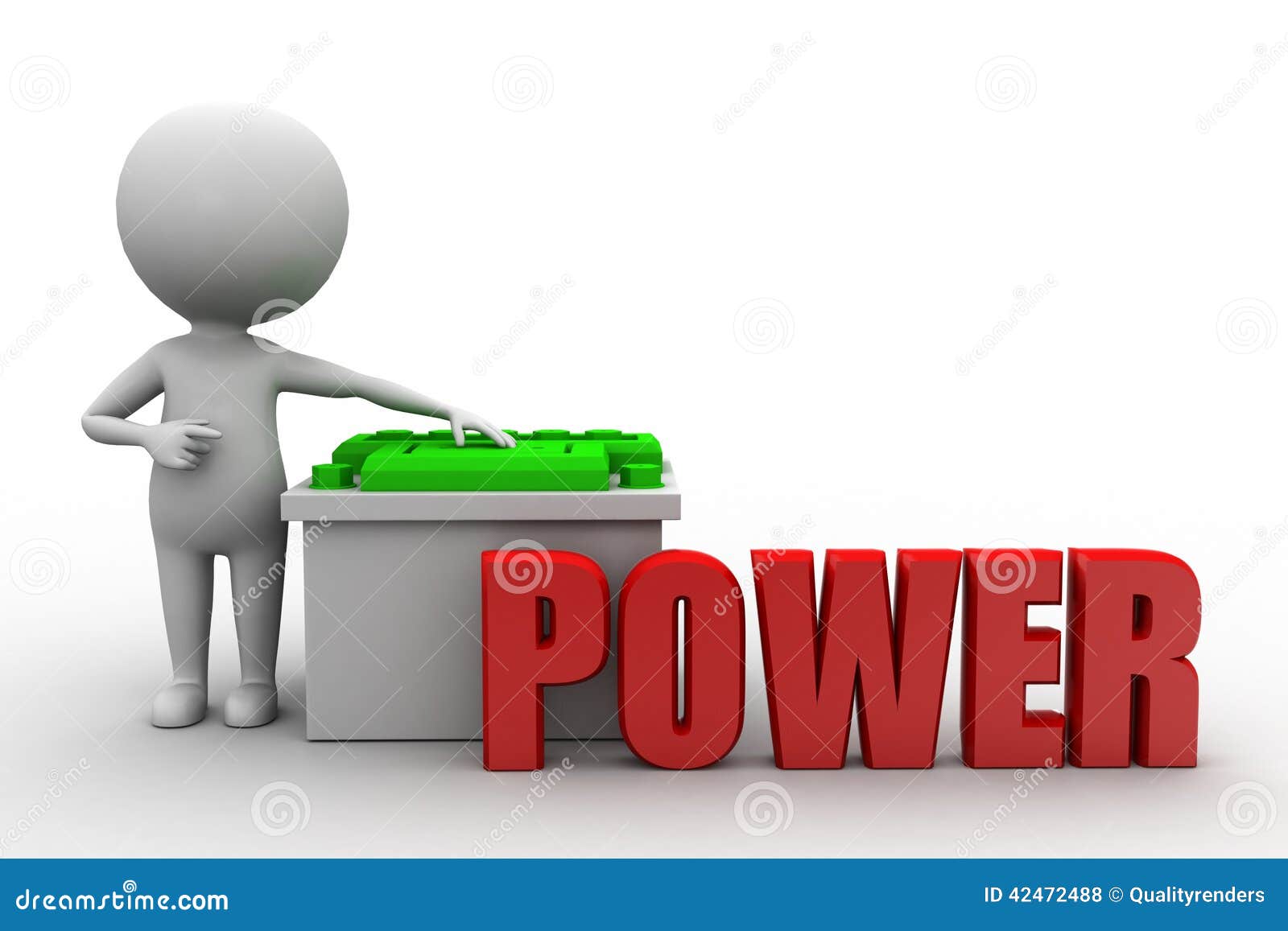 3d Man Power Battery Concept Stock Illustration - Illustration of ...