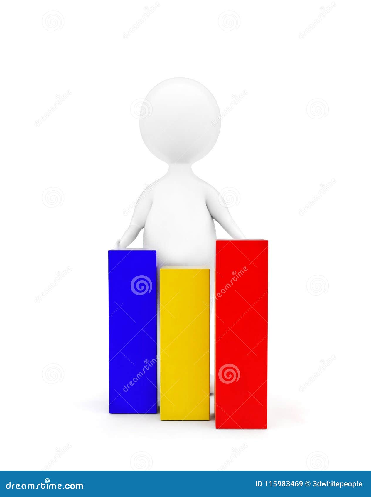 3d Man Presenting Bar Graphs Concept Stock Illustration - Illustration ...