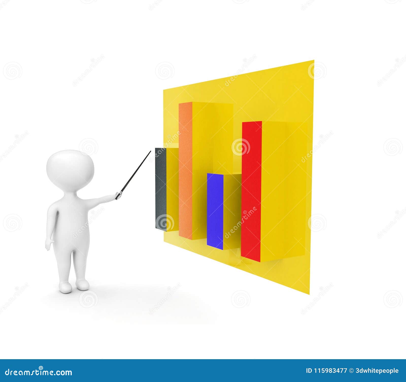 3d Man Presenting Bar Graphs Concept Stock Illustration - Illustration ...