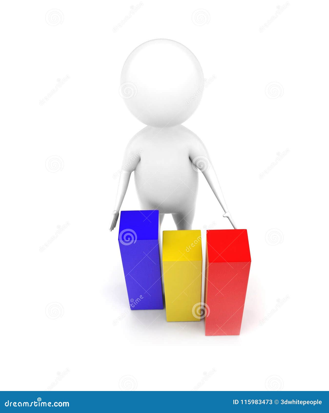 3d Man Presenting Bar Graphs Concept Stock Illustration - Illustration ...