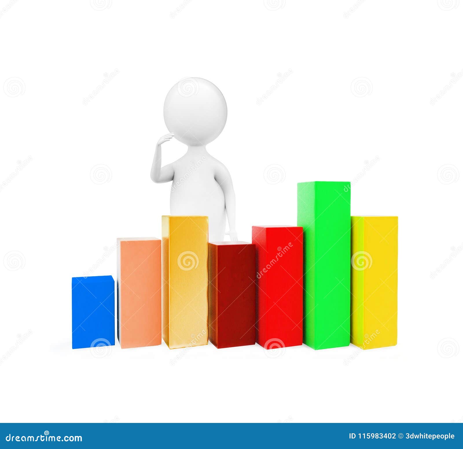3d Man Presenting Bar Graphs Concept Stock Illustration - Illustration ...