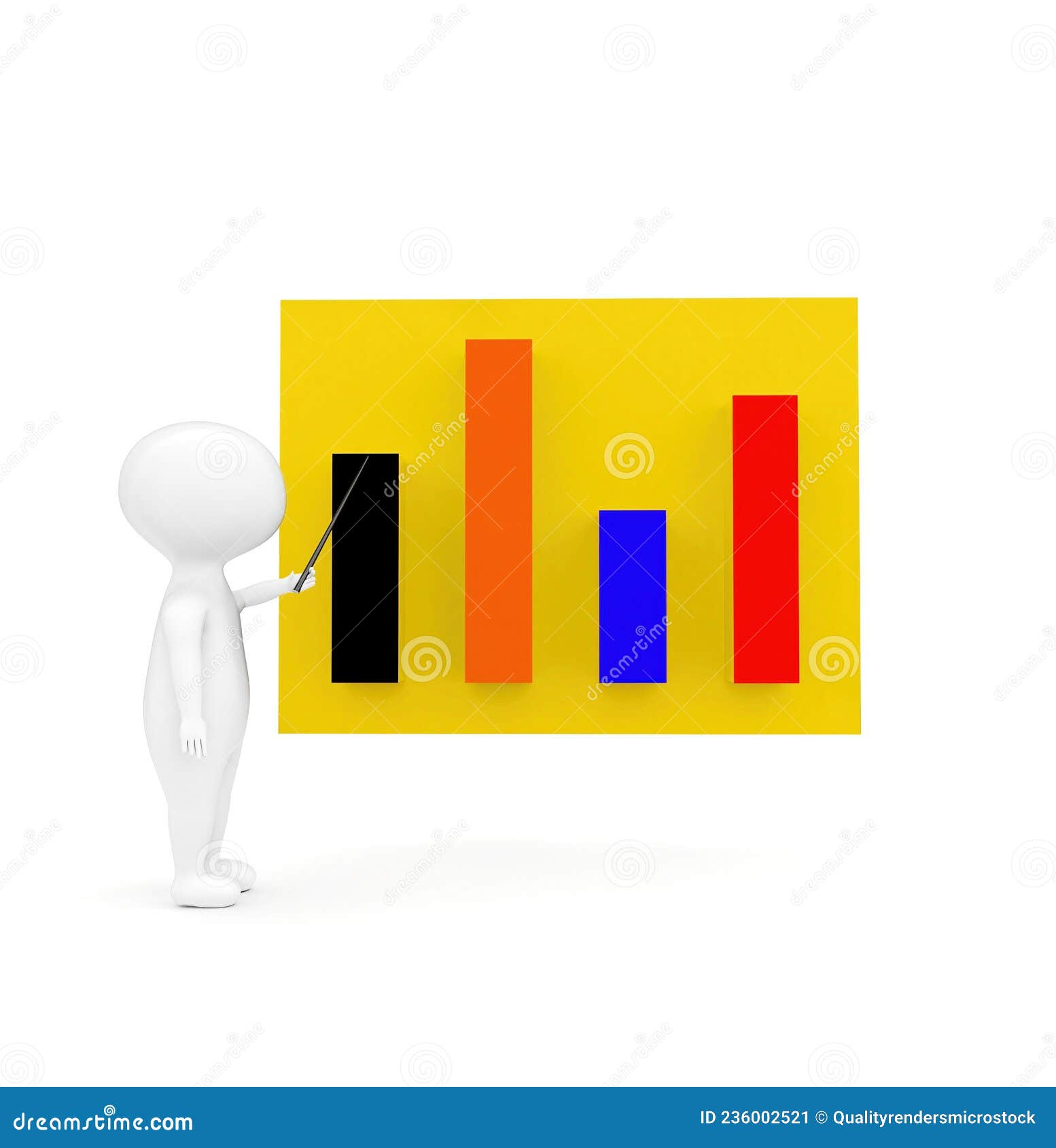 3d Man Presenting Bar Graphs Concept Stock Illustration - Illustration ...