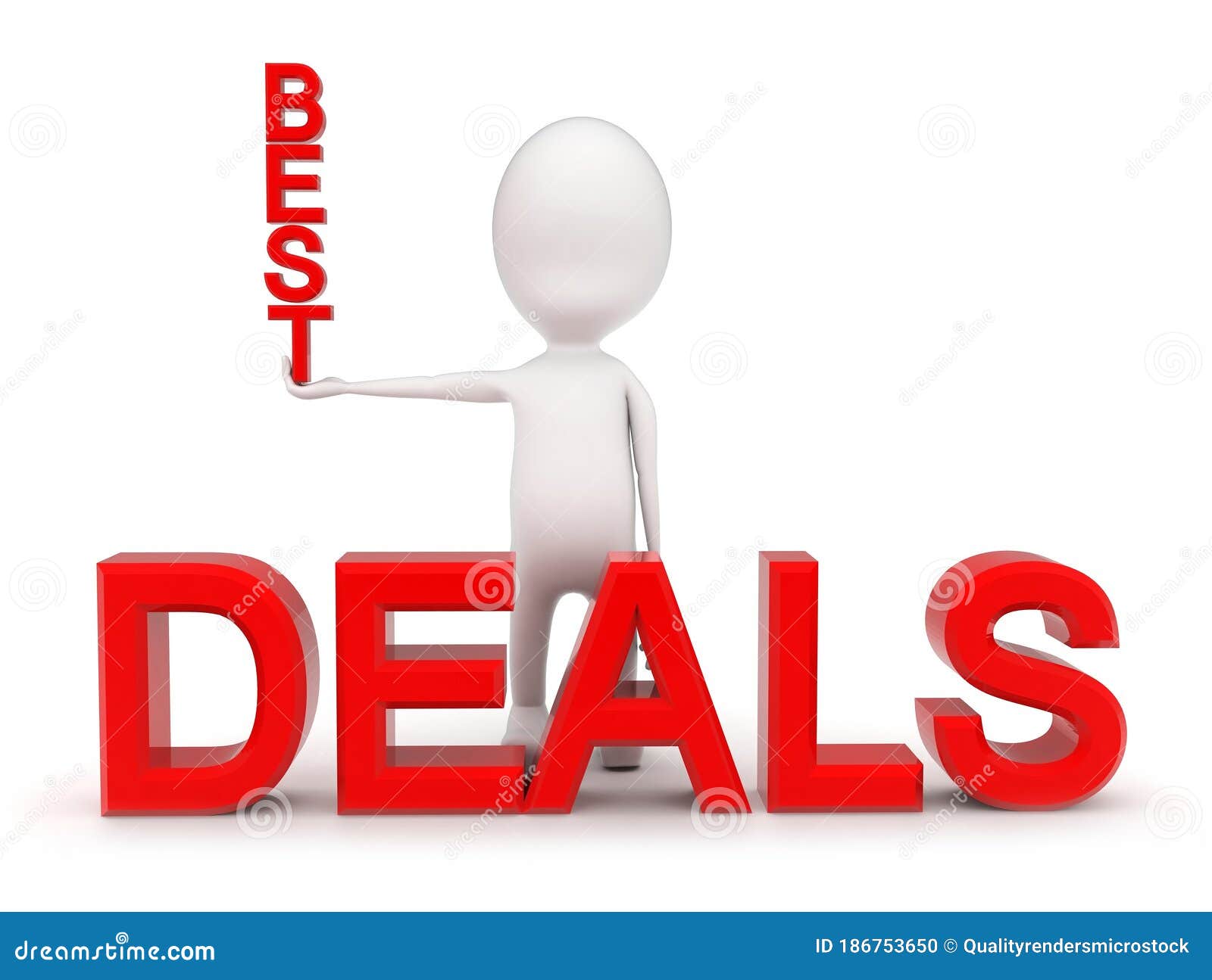 3d Man Presenting Best Deals Text Concept Stock Illustration ...